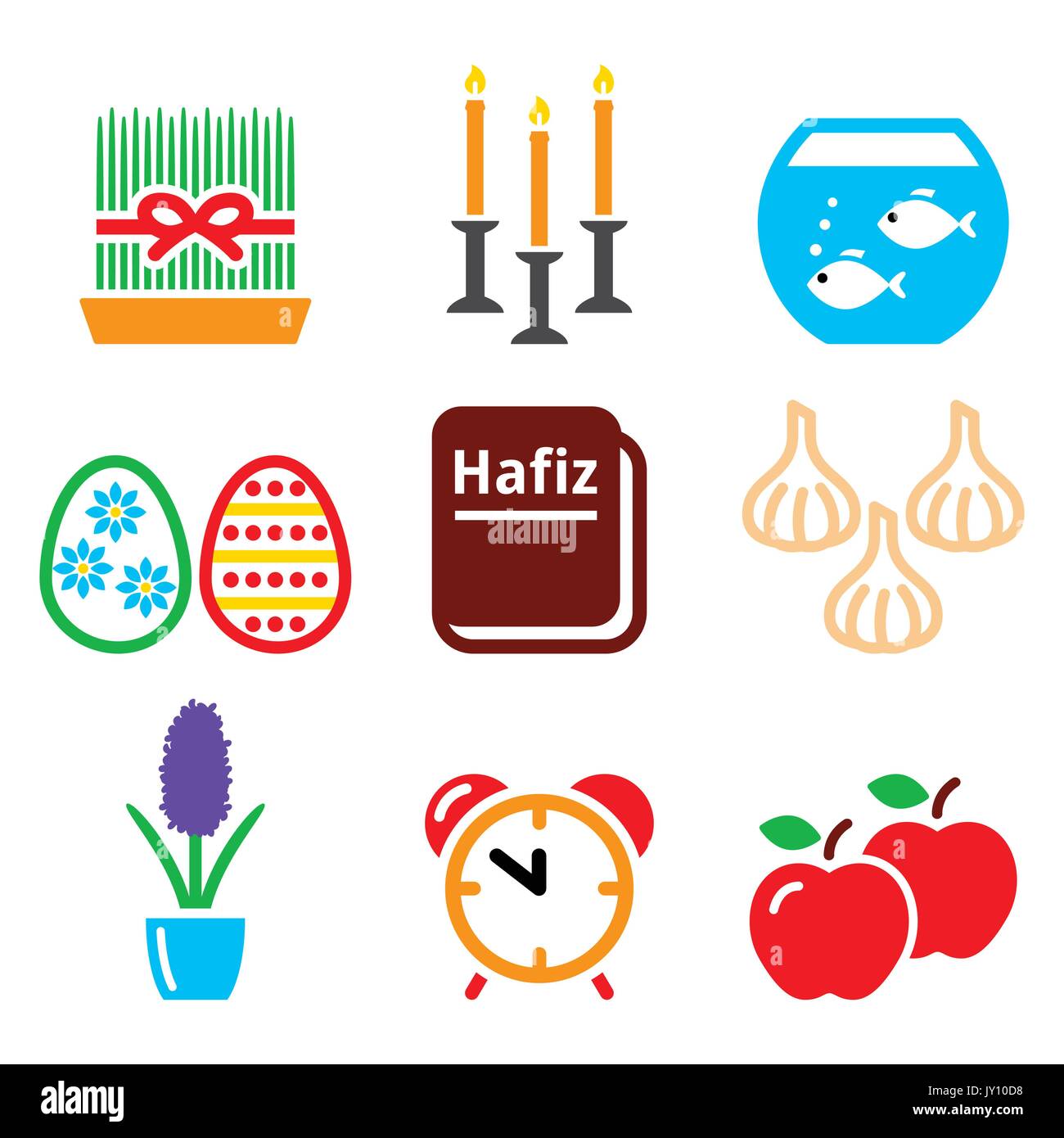 Nowruz - Persian New Year icons set - 21 March Vector icons set for ...