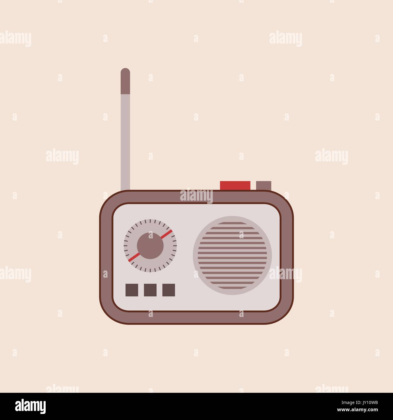 Cute vintage radio transistor with an antenna. Vector illustration of a ...