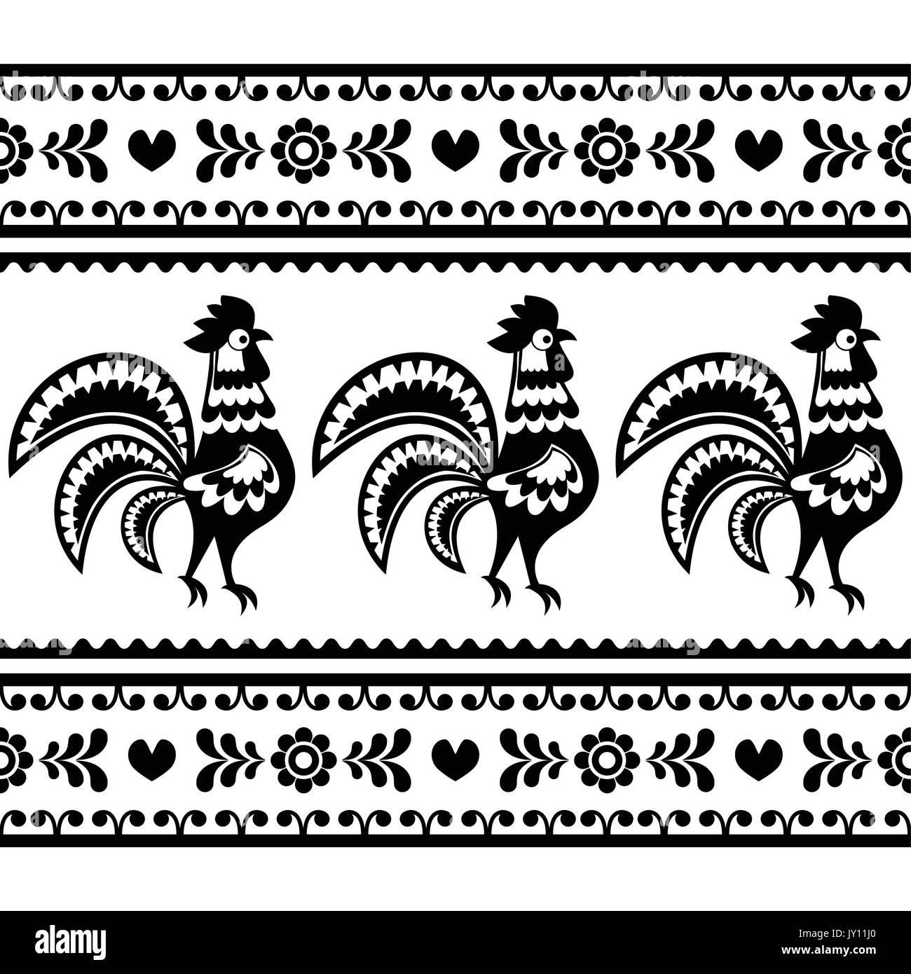 Polish folk art pattern Black and White Stock Photos & Images - Alamy