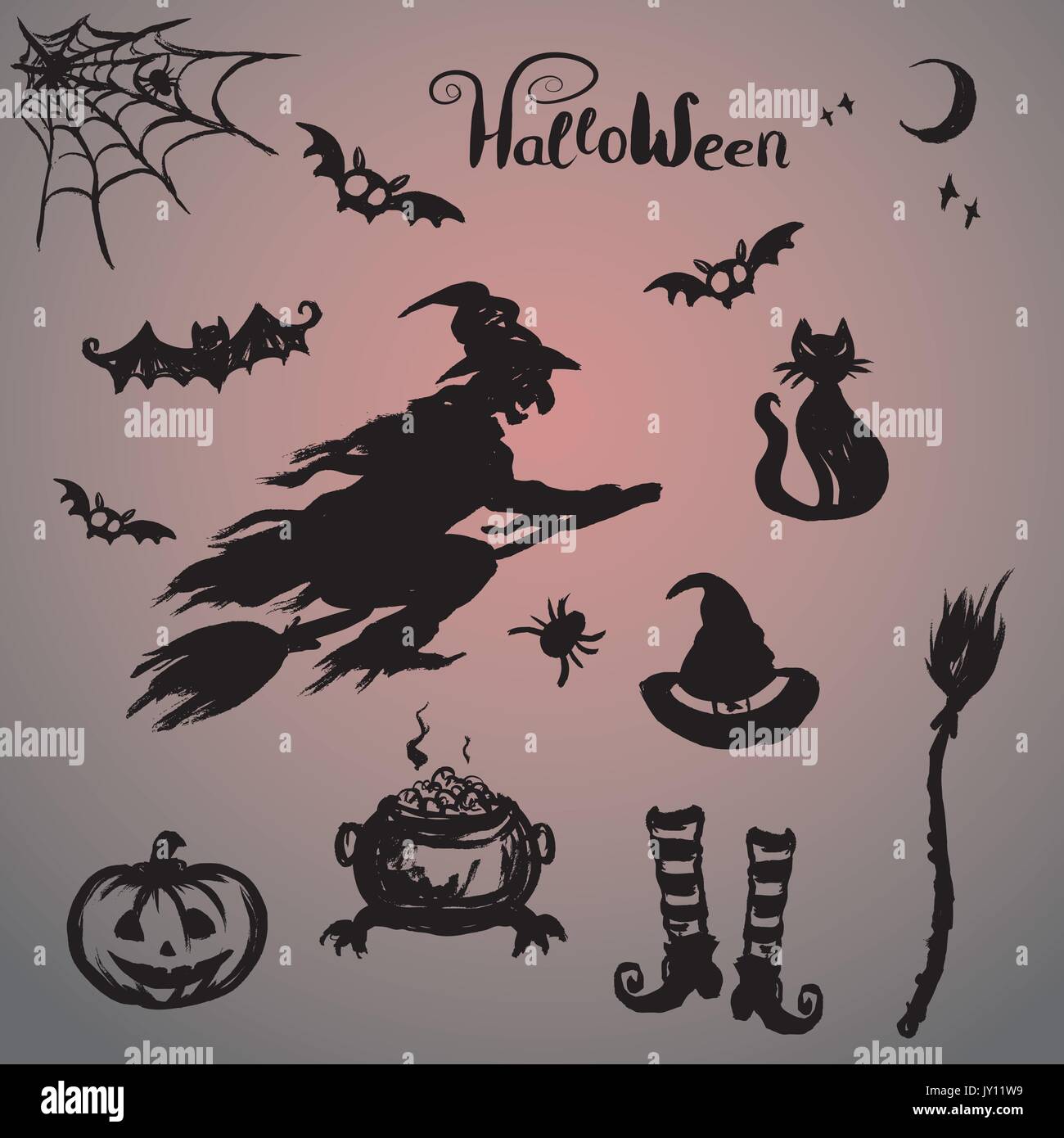 vector collection of halloween silhouettes Stock Vector Image & Art - Alamy