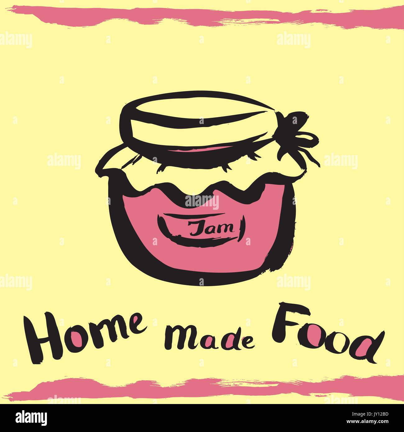 banks with jam, with the inscription homemade production, hand drawing ...