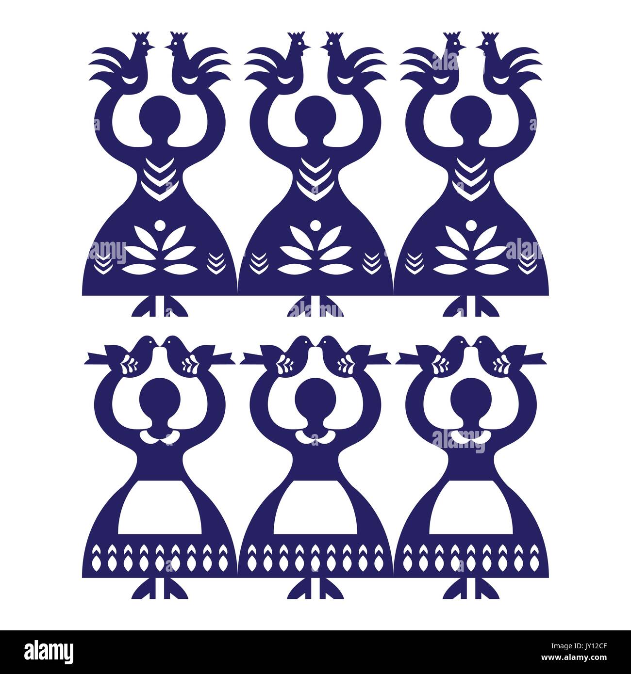 Polish folk art pattern Wycinanki Kolbielskie - Kolbiel Papercuts with ...