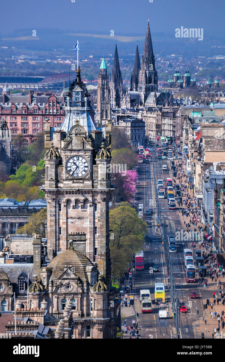 Old town Edinburgh with clock tower in Scotland Stock Photo - Alamy