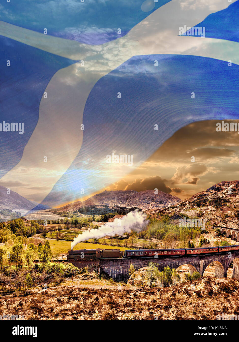 Glenfinnan Railway Viaduct in Scotland with the Jacobite steam train ...