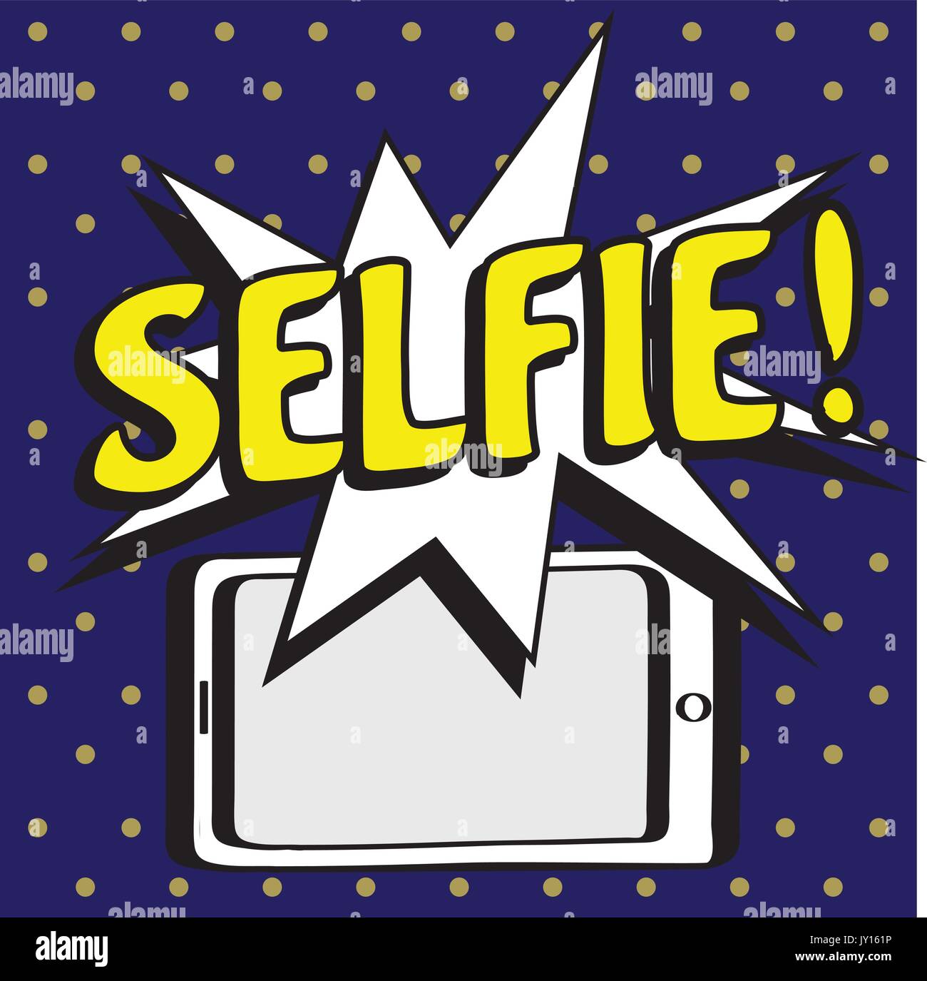 cartoon picture- phone, flash and inscription Selfie, vector ...