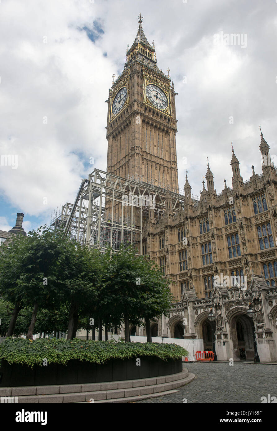 The scaffolding continues to rise during renovation work on the ...
