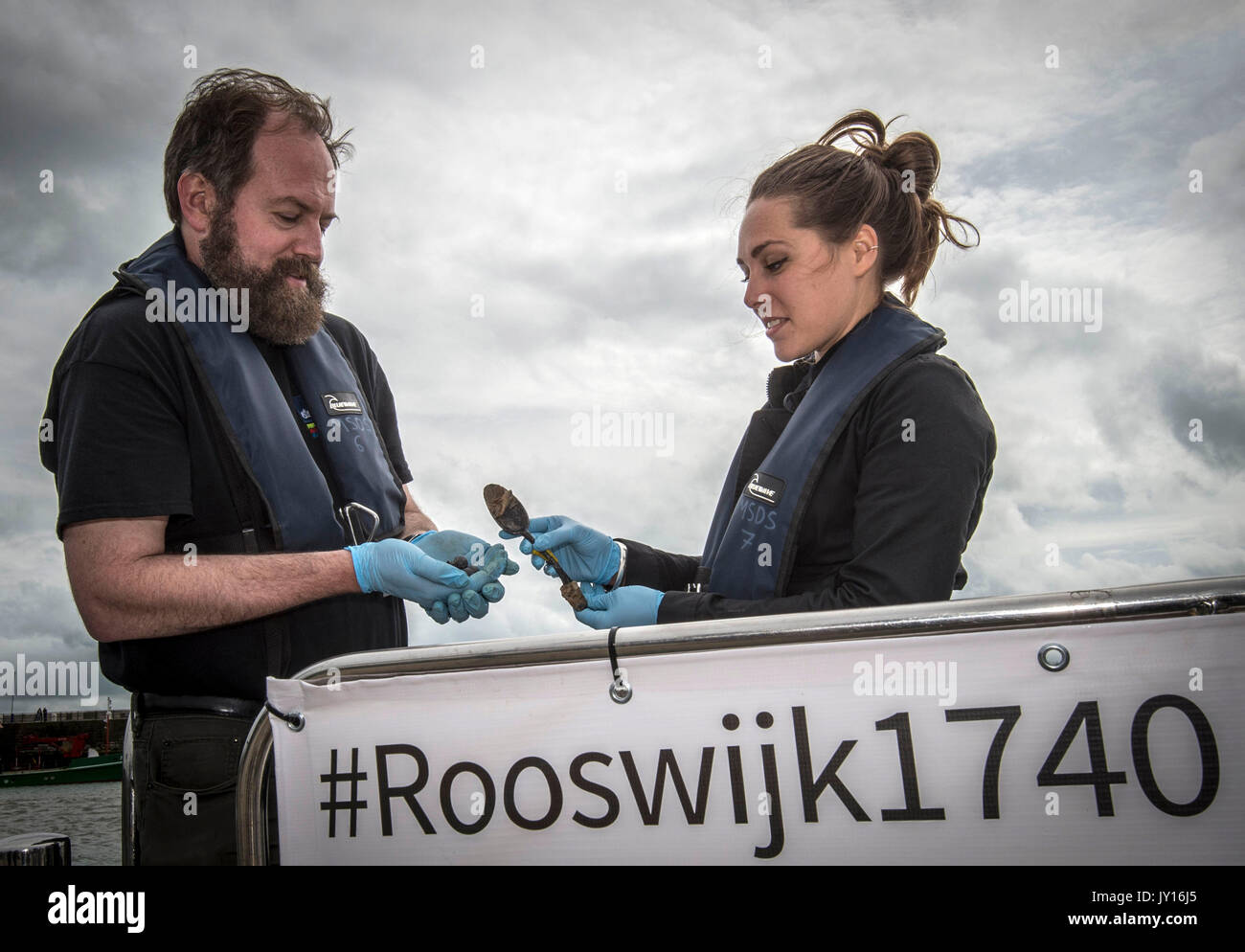 Embargoed to 0001 Friday August 18 Conservation team members Elisabeth ...