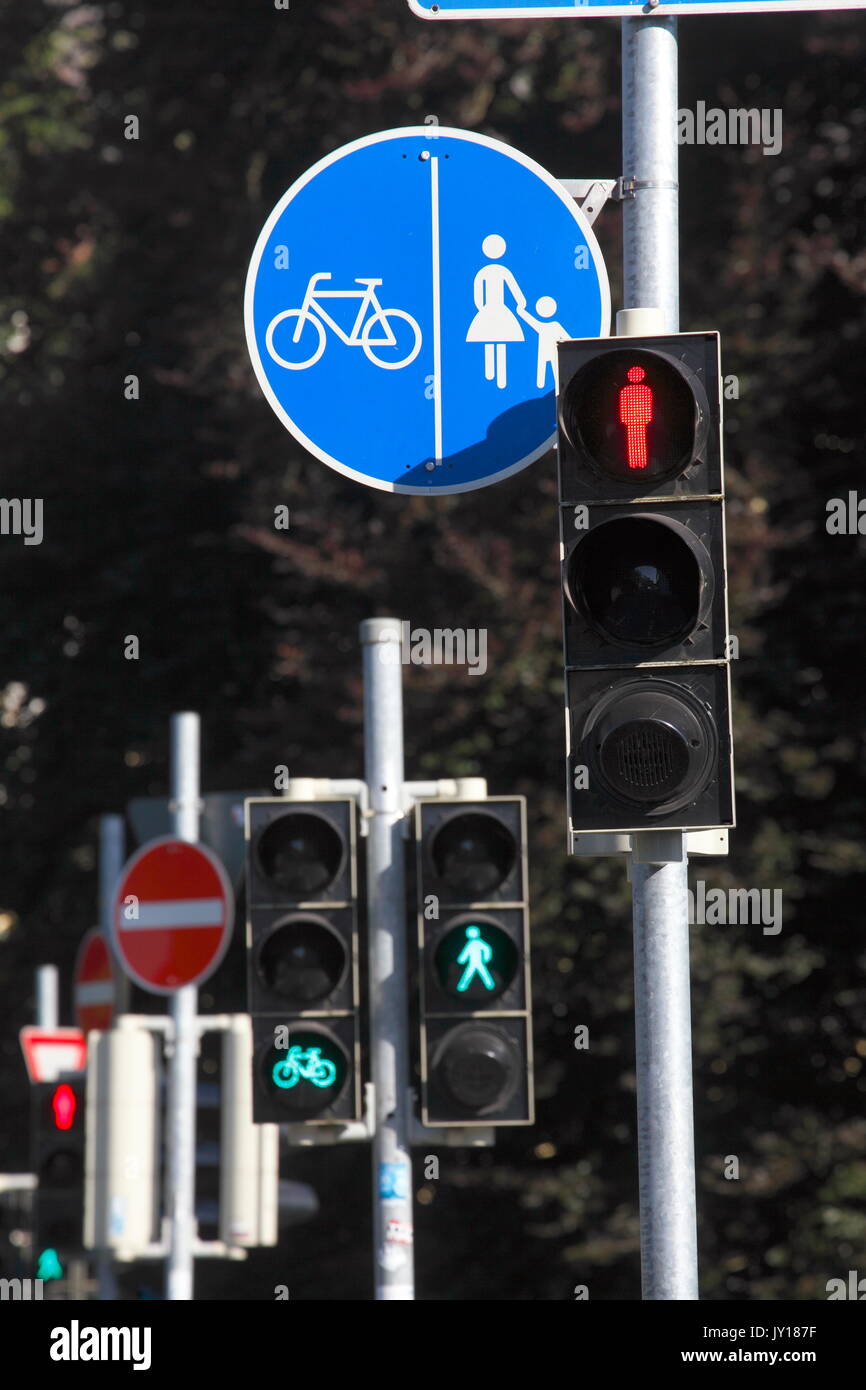 Road Signs, red traffic light Stock Photo - Alamy