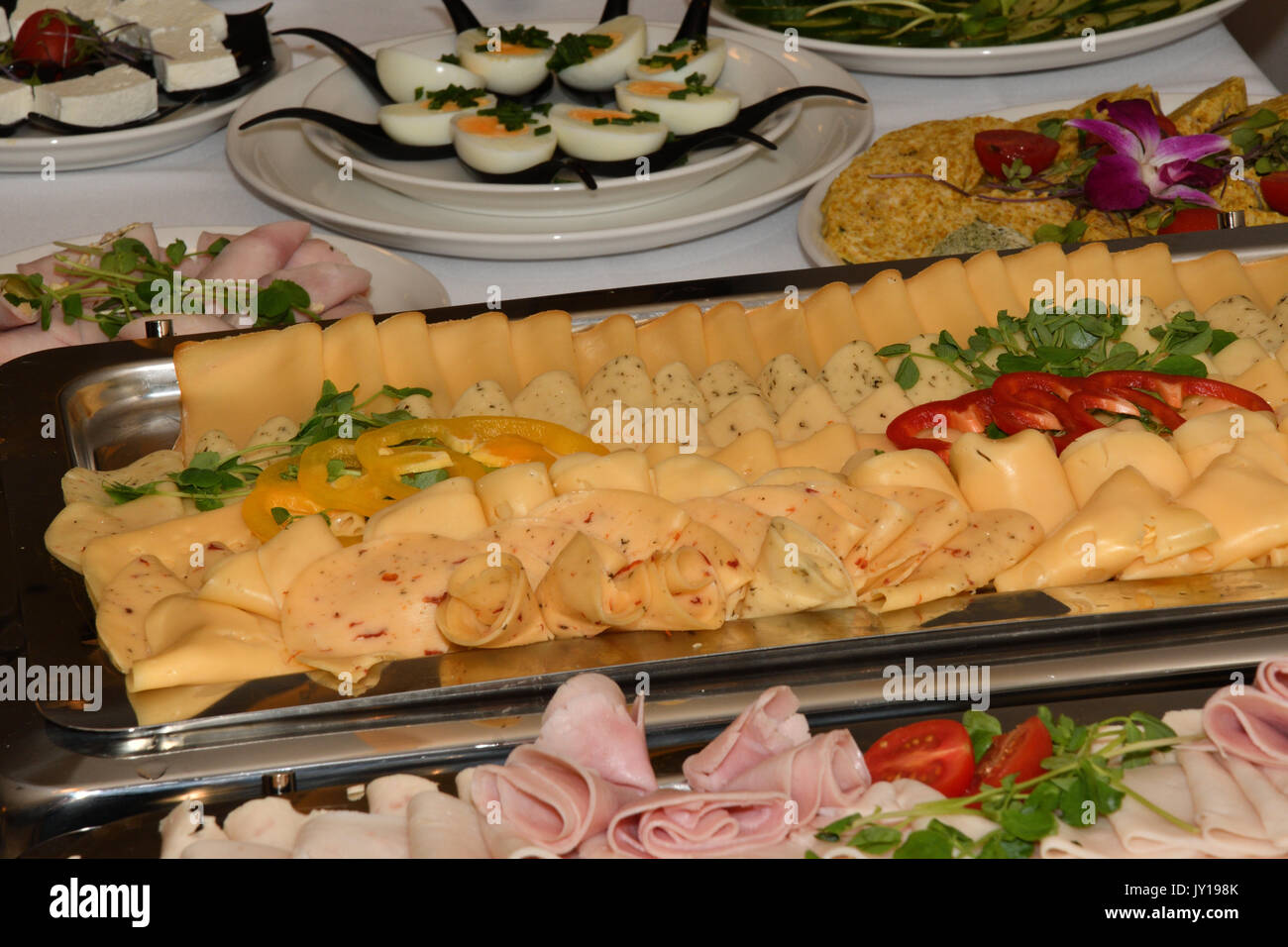 Table Buffet ham cheese cucumberg food Stock Photo - Alamy