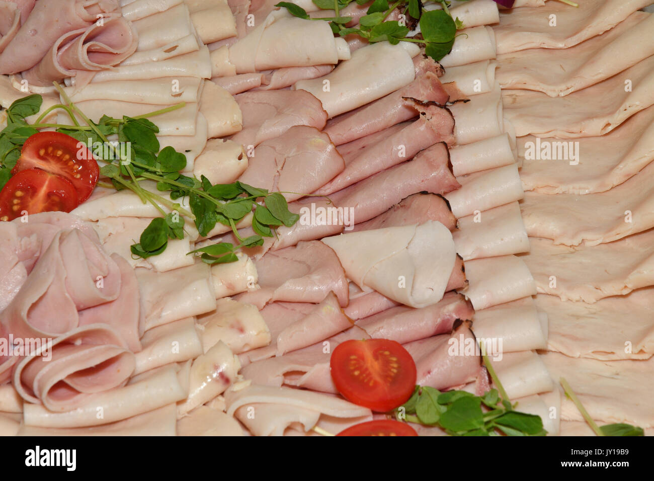 Table Buffet ham cheese cucumberg food Stock Photo - Alamy