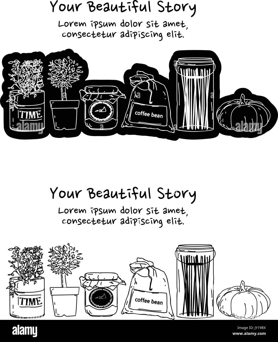 set of vintage style cafe props stickers Stock Vector Image & Art - Alamy