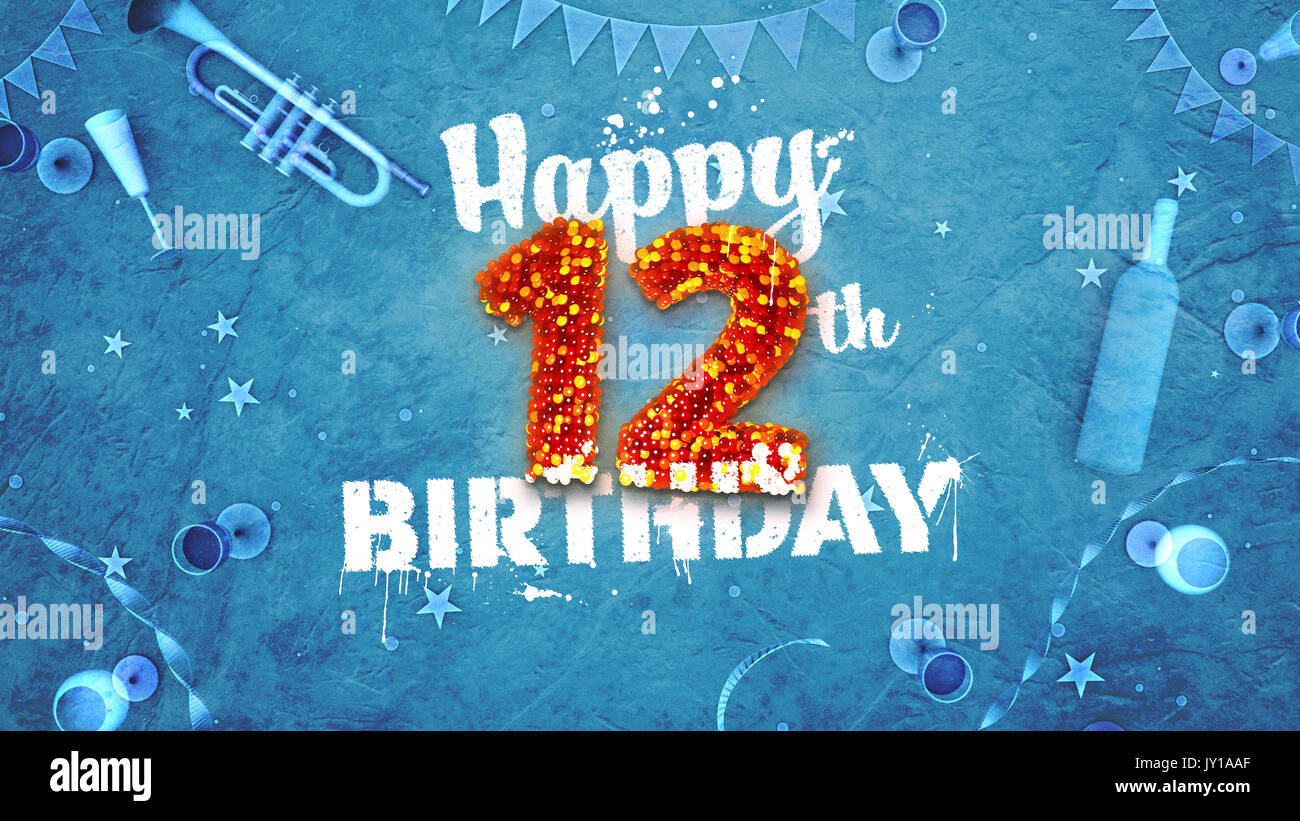 Happy 12th Birthday Card with beautiful details such as wine bottle ...
