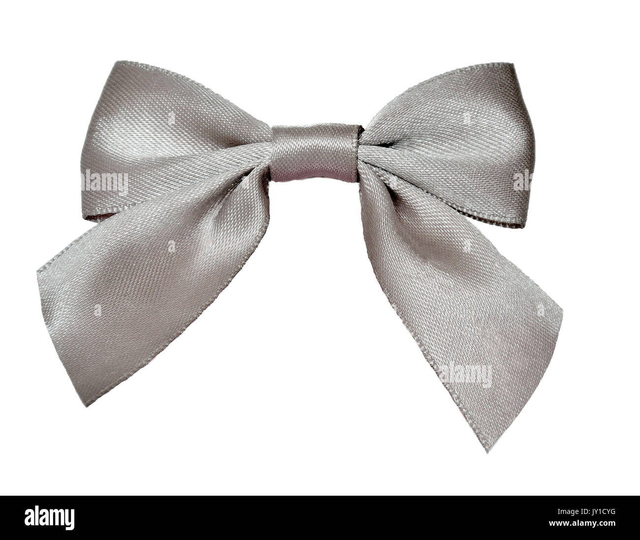 Elegant classic silver ribbon bow isolated on a white background. Bow ...