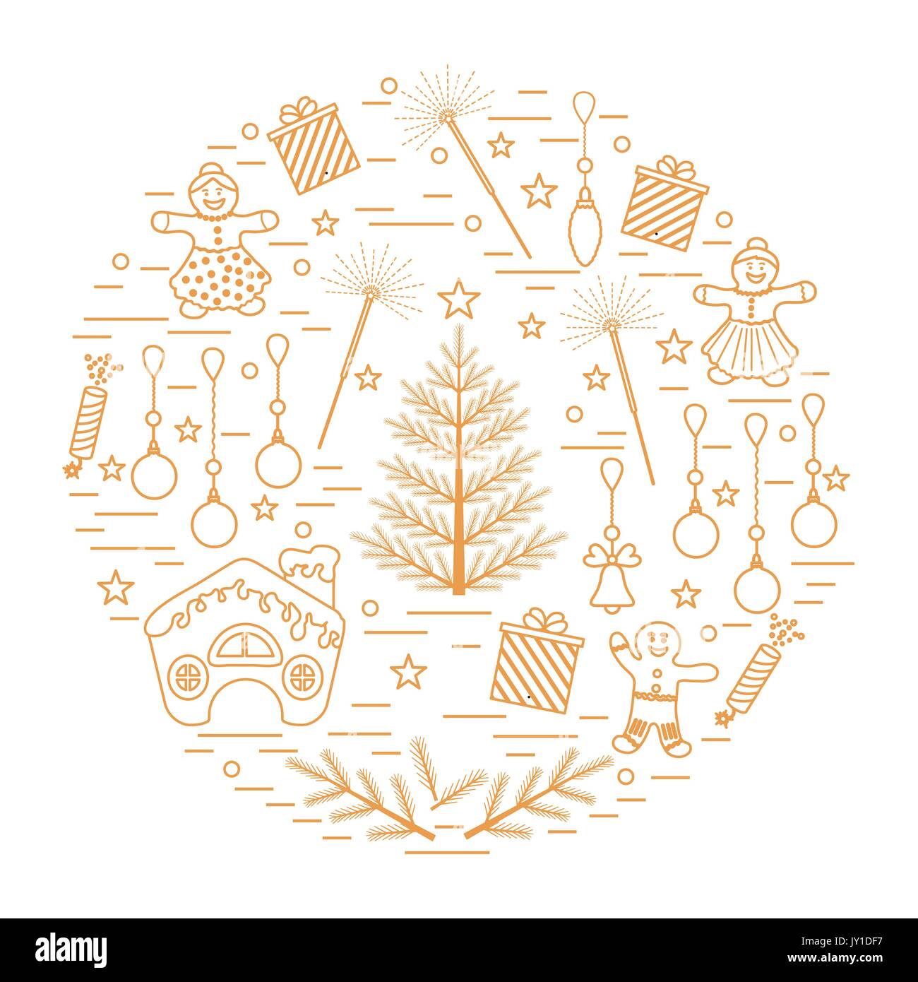 Vector illustration of different new year and christmas symbols ...