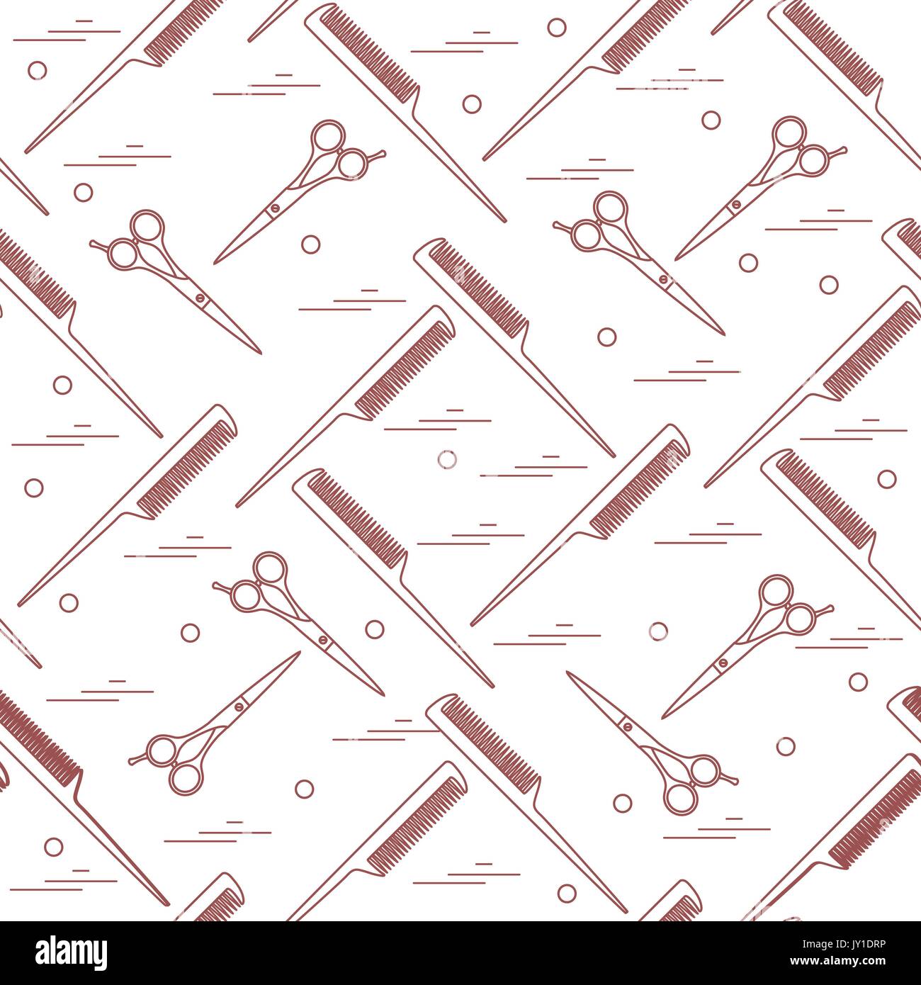 Cute pattern of scissors for cutting hair and combs. Design for banner ...