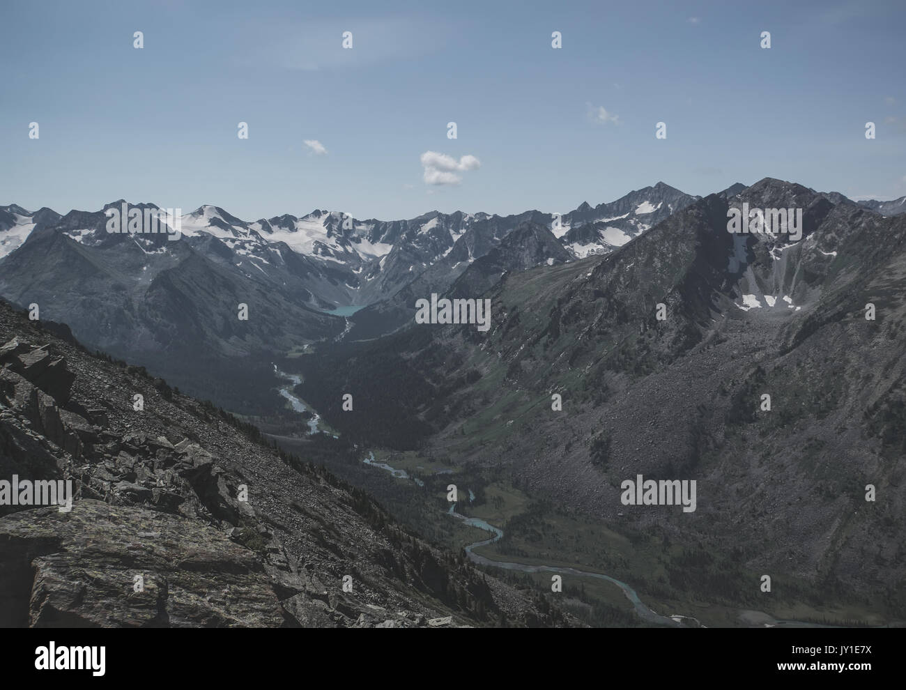 Rocky mountain scenery, River flowing through a canyon between two ...