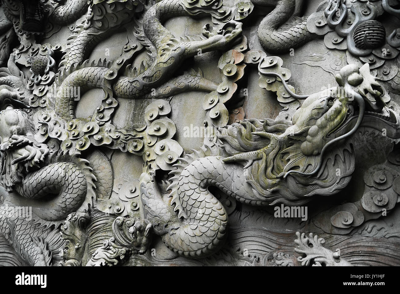 Element of decor in traditional Chinese style on the wall of temple ...