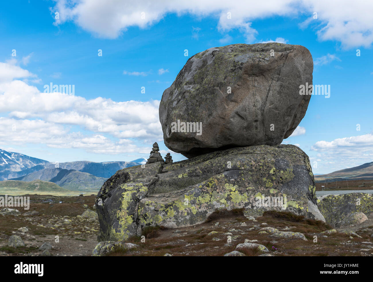 big rocks and stack mof small stones in norway on the valdreslfya ...