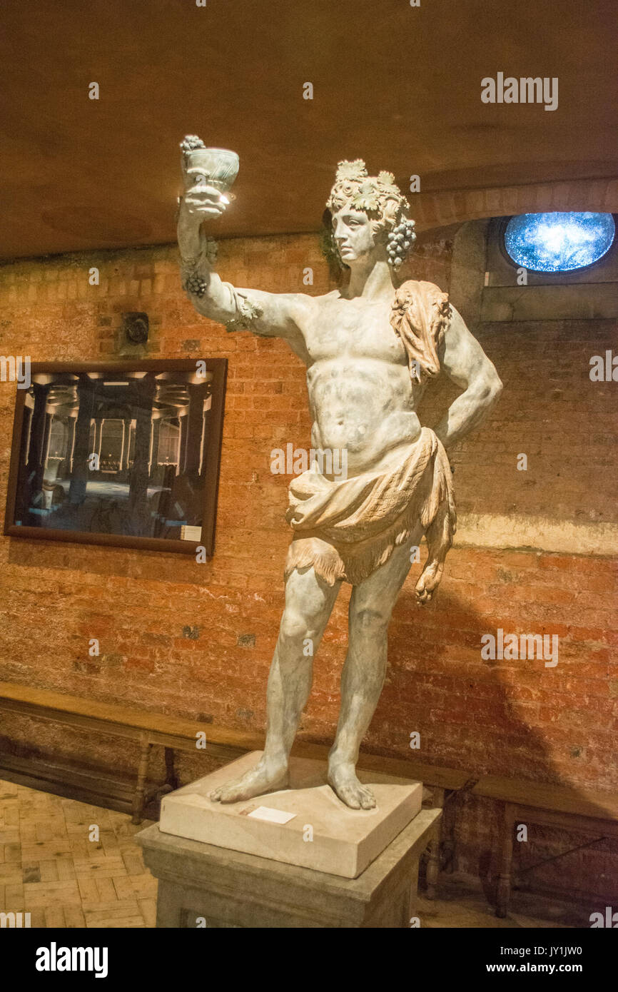 Statue of Bacchus the roman god of wine in the interior of the wine ...