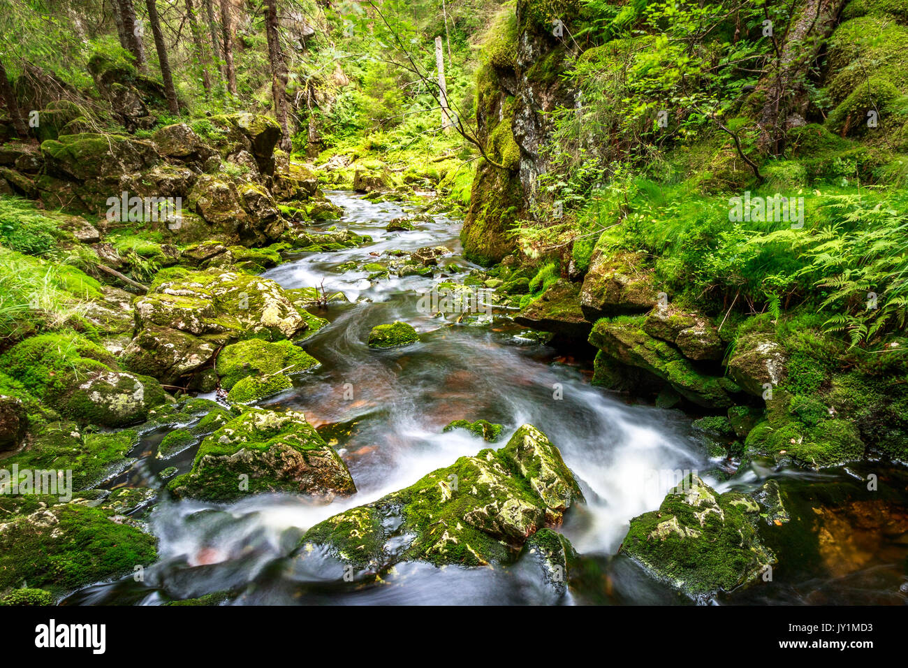 Water flow in a stream, long exposure Stock Photo - Alamy