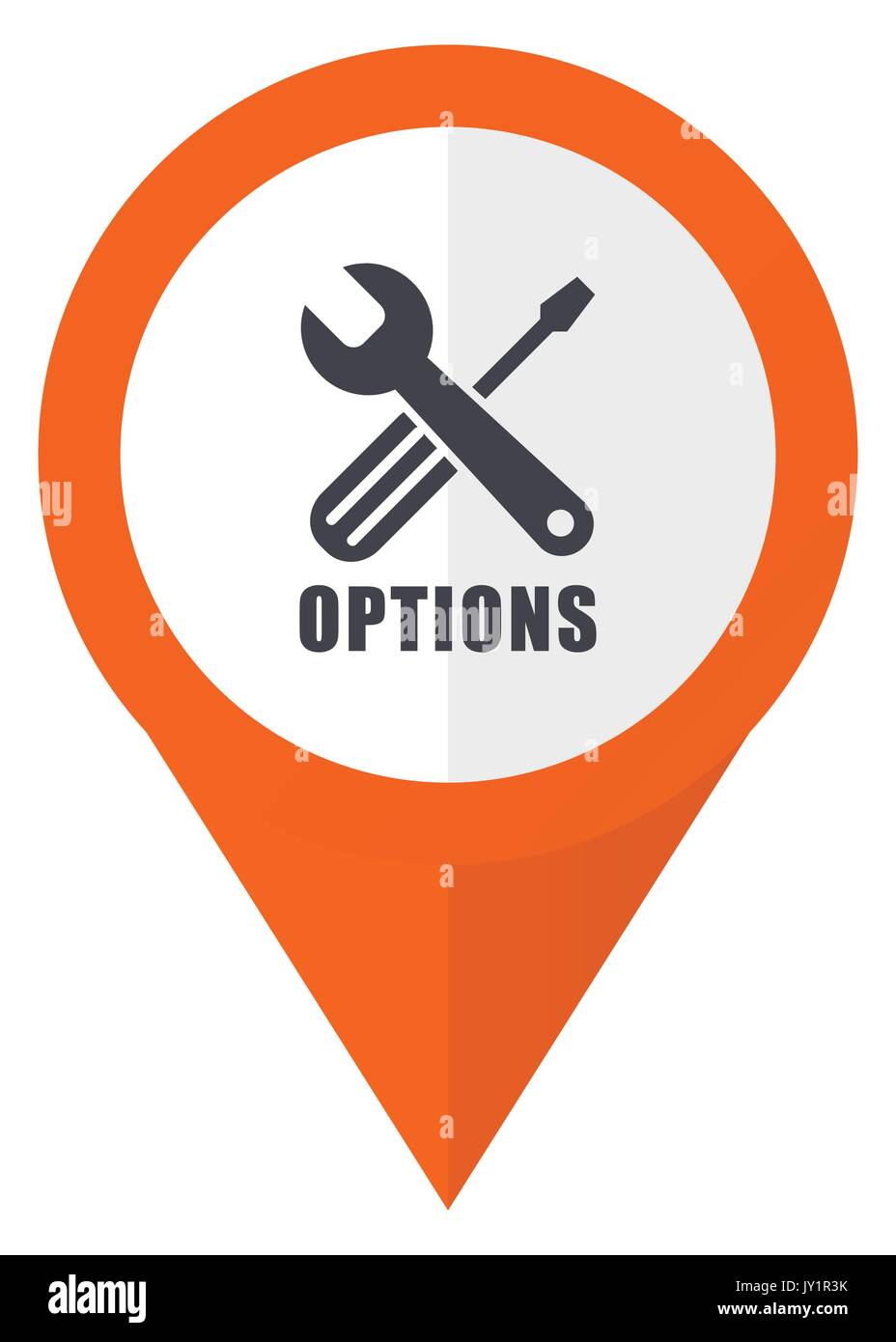 Options orange pointer vector icon in eps 10 isolated on white ...