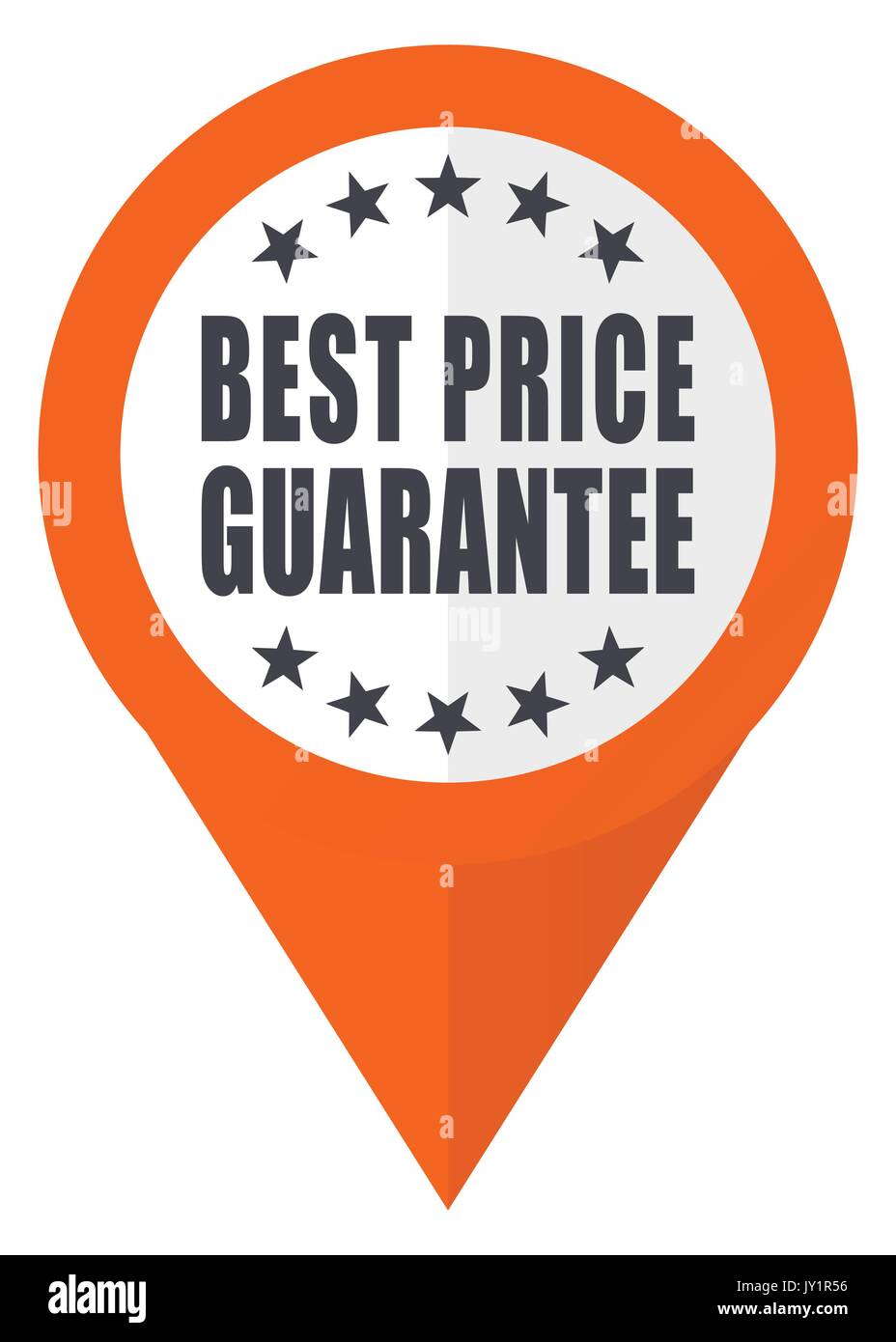 Best price guarantee orange pointer vector icon in eps 10 isolated on ...