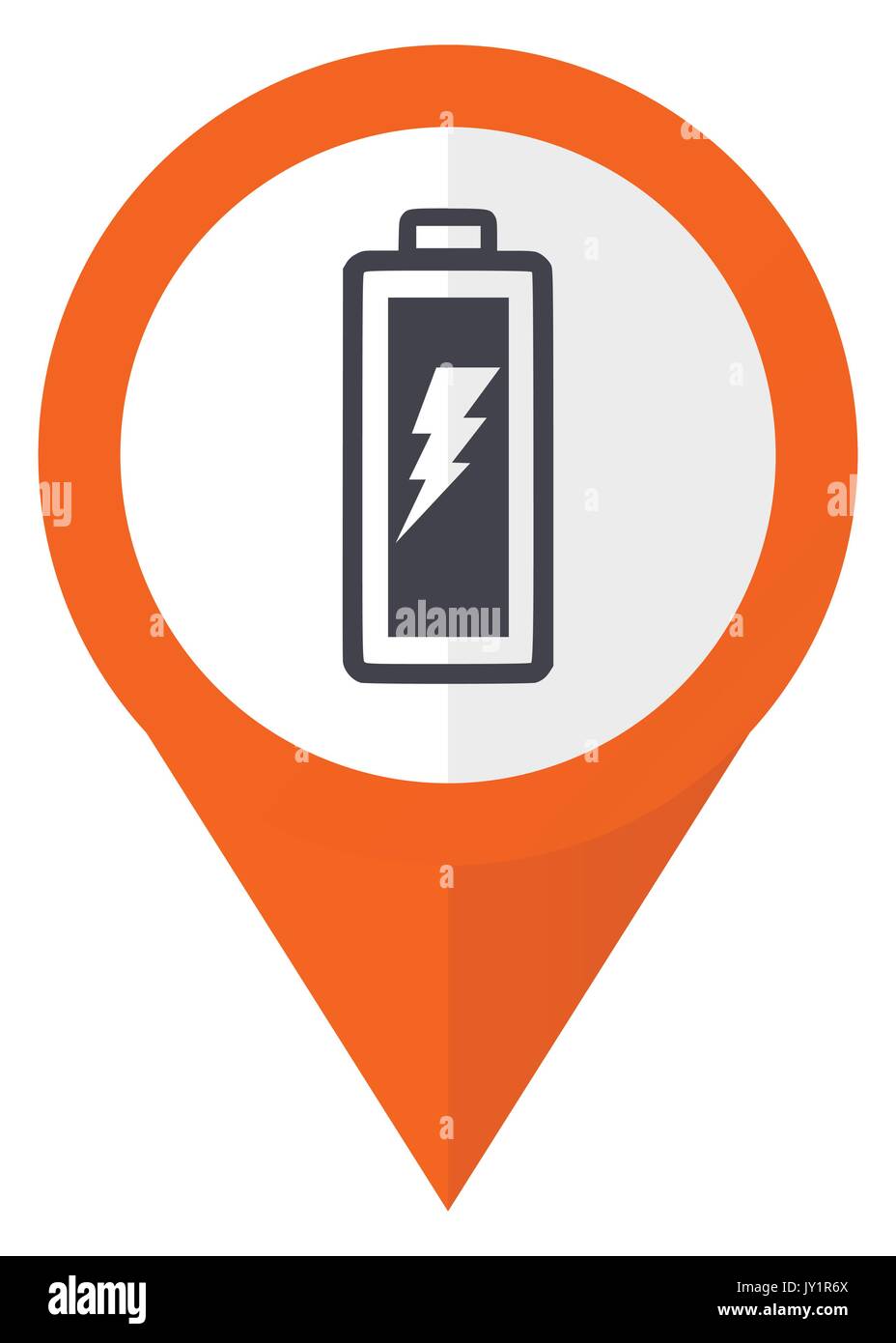 Battery orange pointer vector icon in eps 10 isolated on white ...