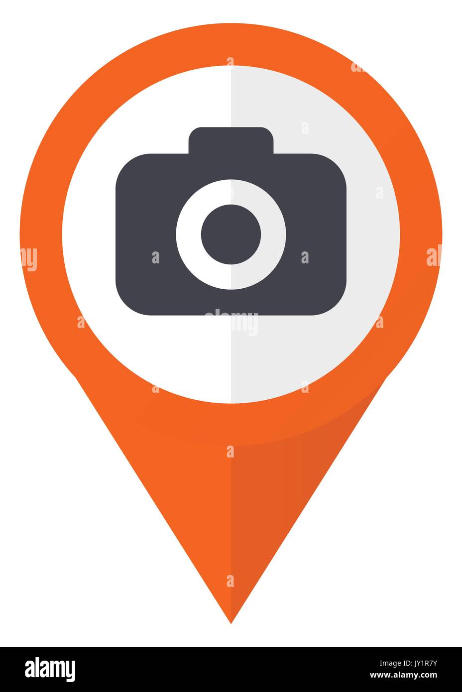 Photo camera orange pointer vector icon in eps 10 isolated on white ...