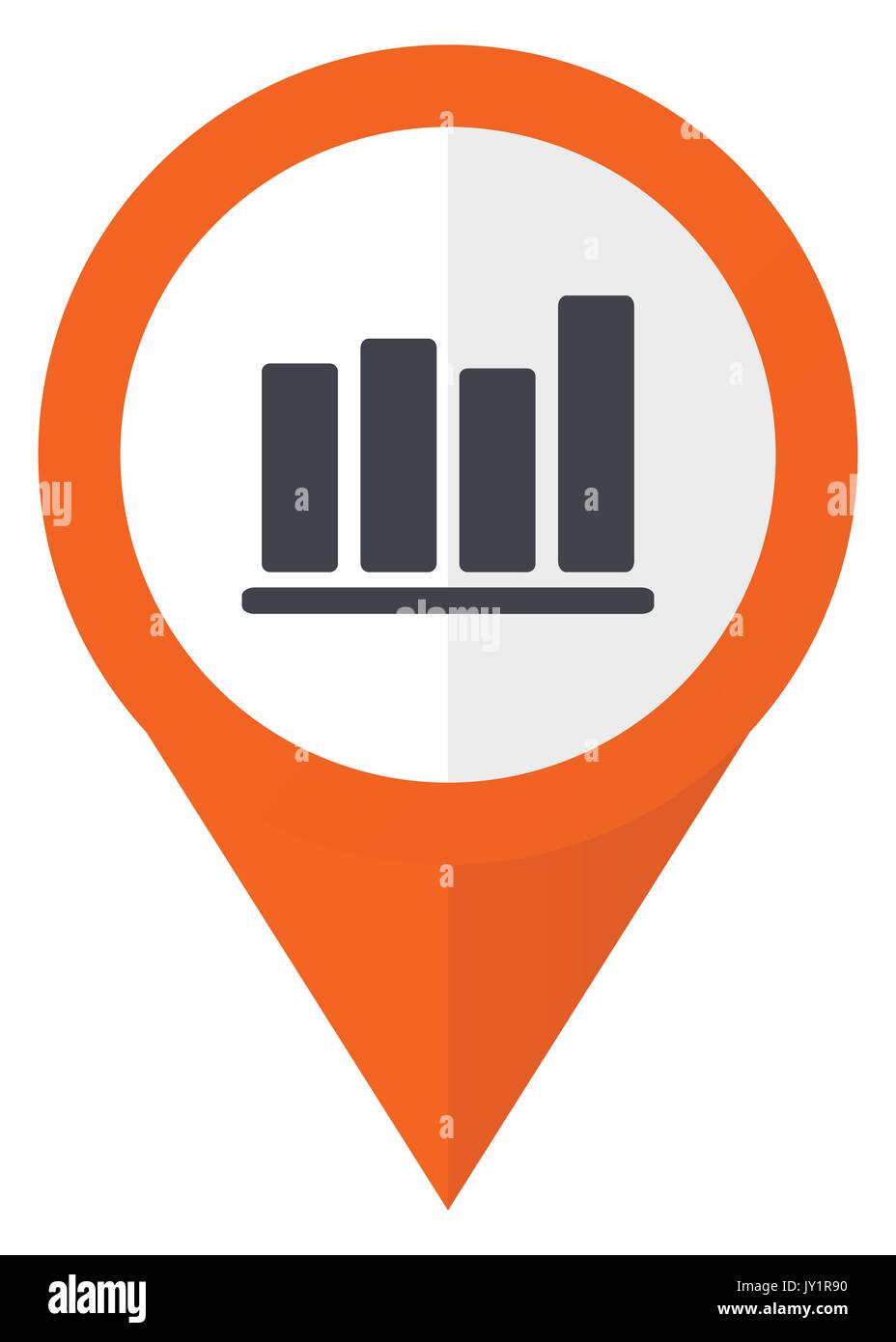 Bar chart orange pointer vector icon in eps 10 isolated on white ...