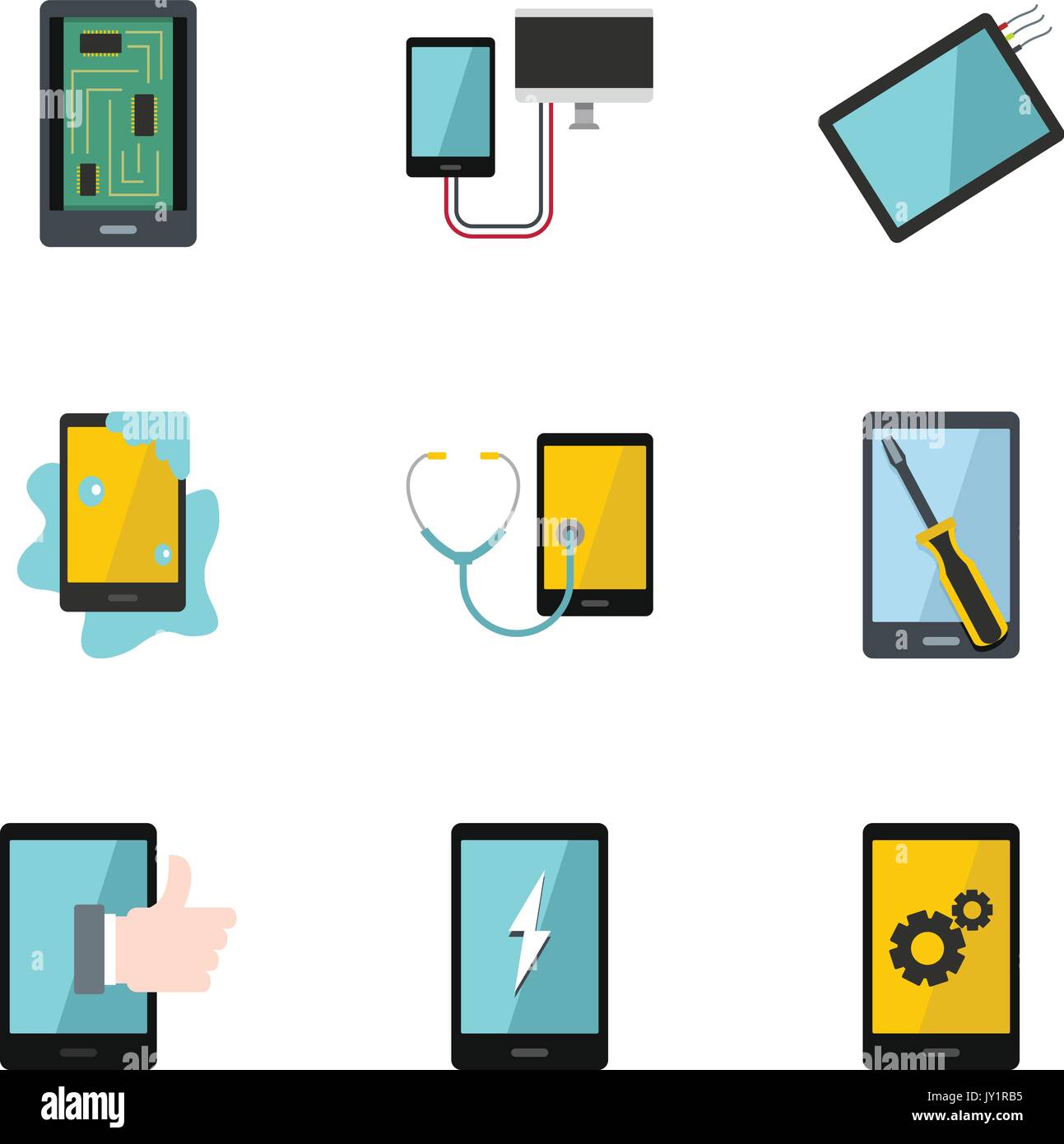 Smartphones service icon set, flat style Stock Vector Image & Art - Alamy