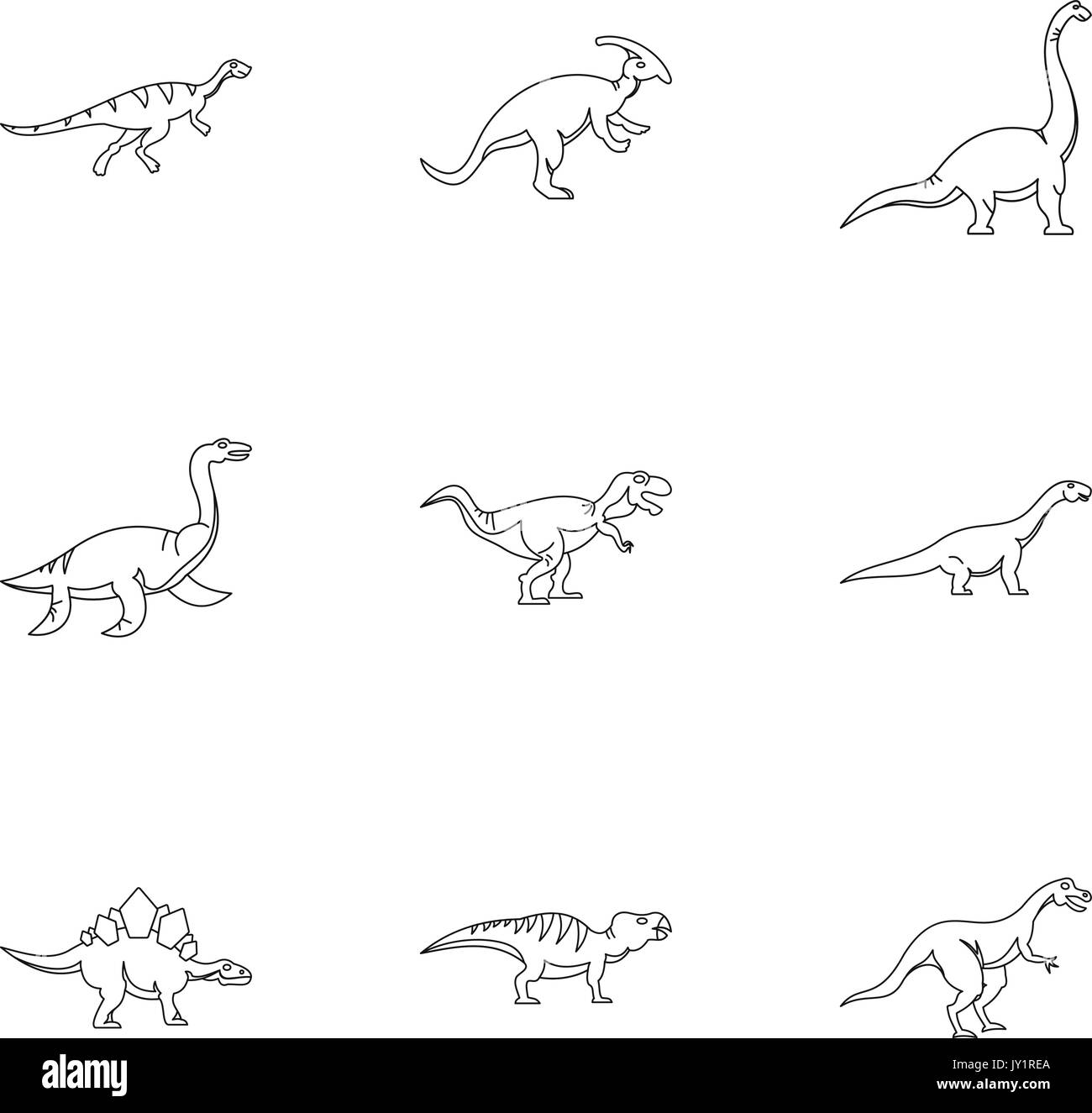 Wild dinosaur icons set, outline style Stock Vector Image & Art - Alamy