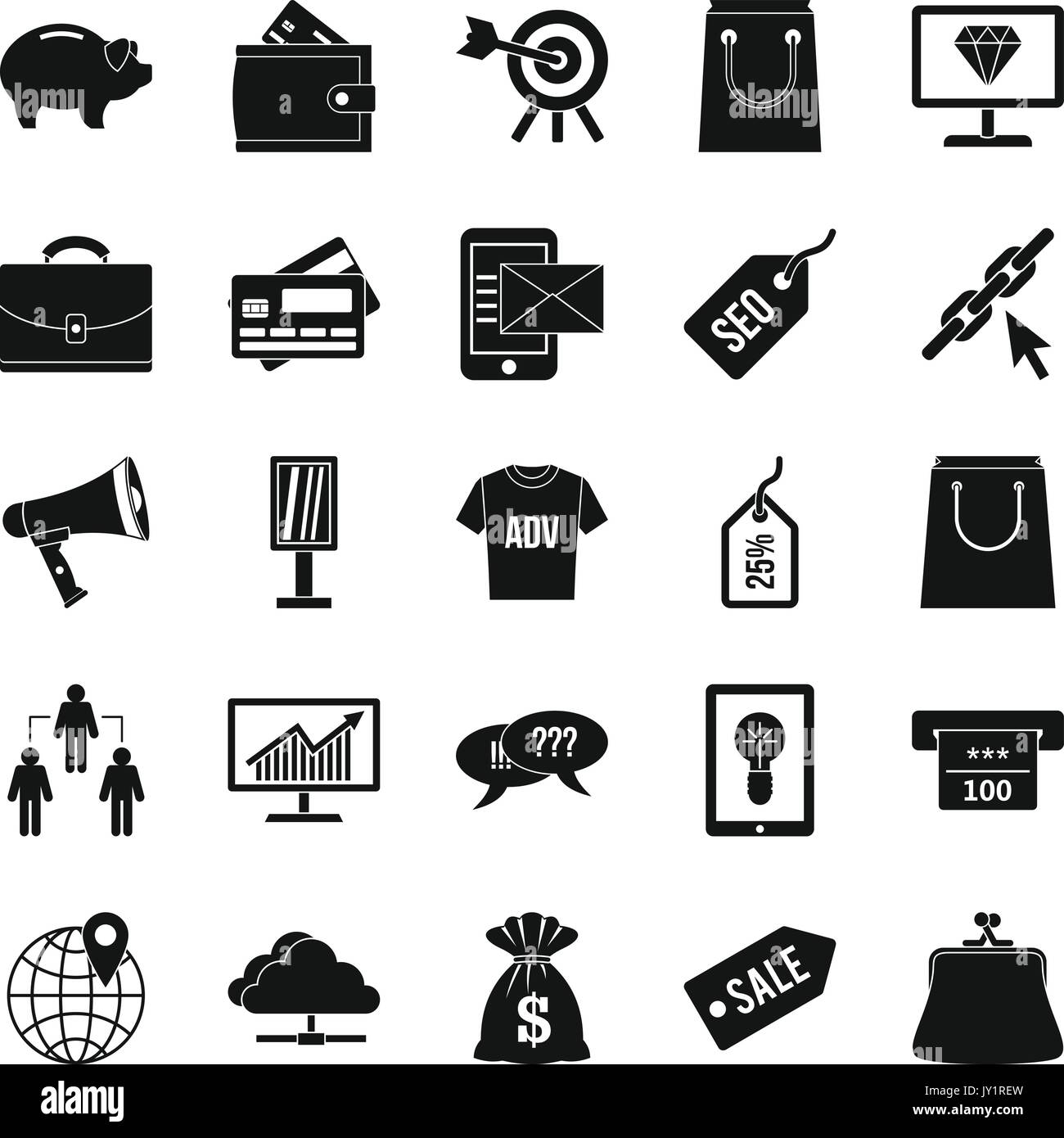 Commercially profitable icons set, simple style Stock Vector Image ...