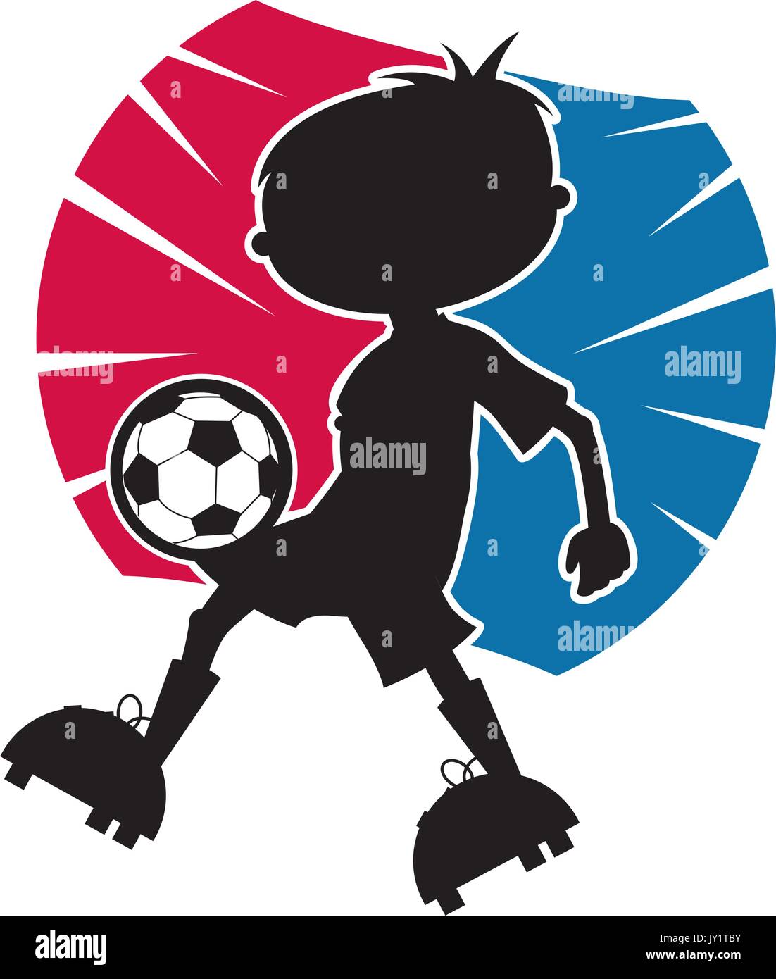Cute Cartoon Soccer Football Player in Silhouette Vector Illustration ...