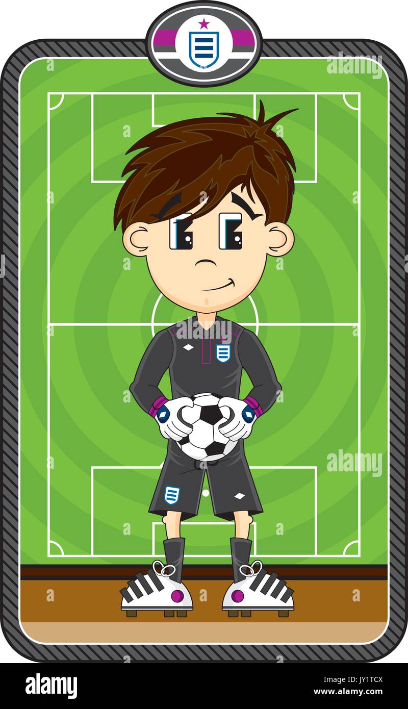 Cute Cartoon Soccer Football Goalkeeper Vector Illustration Stock ...