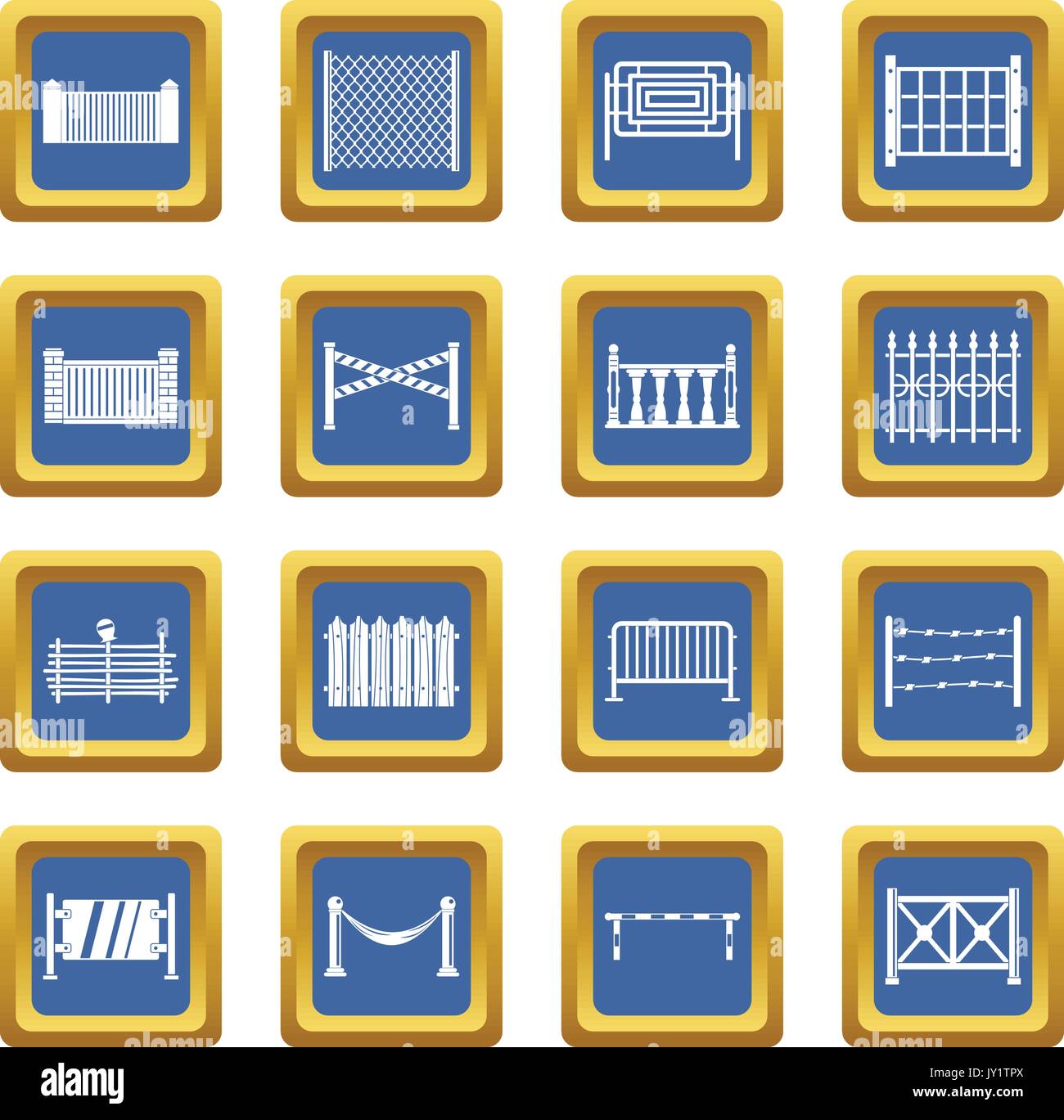 Fencing icons set blue Stock Vector Image & Art - Alamy