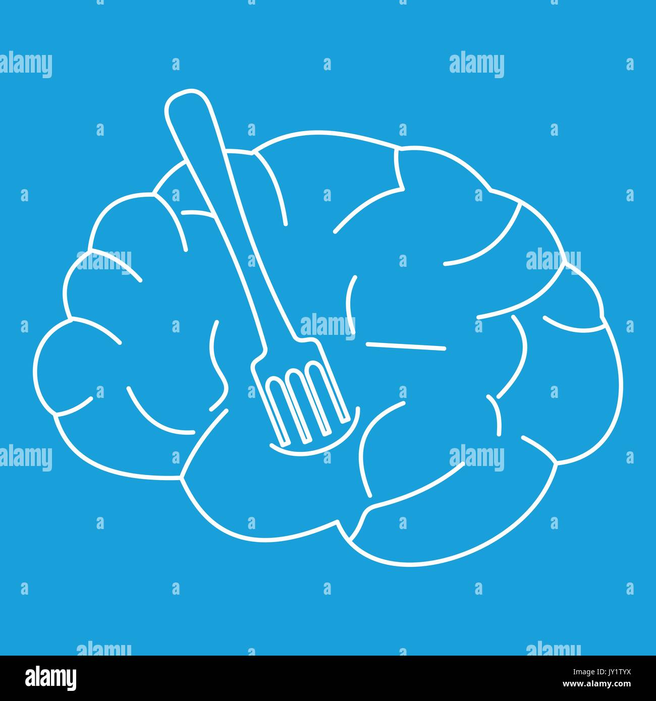Human brain with fork icon, outline style Stock Vector Image & Art - Alamy