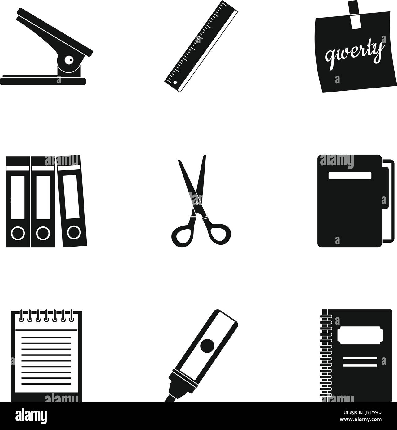 Stationery related icon set, simple style Stock Vector Image & Art - Alamy