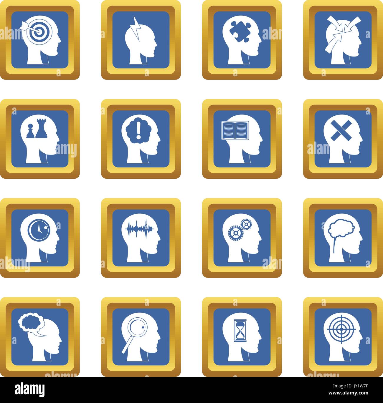 Head logos icons set blue Stock Vector Image & Art - Alamy