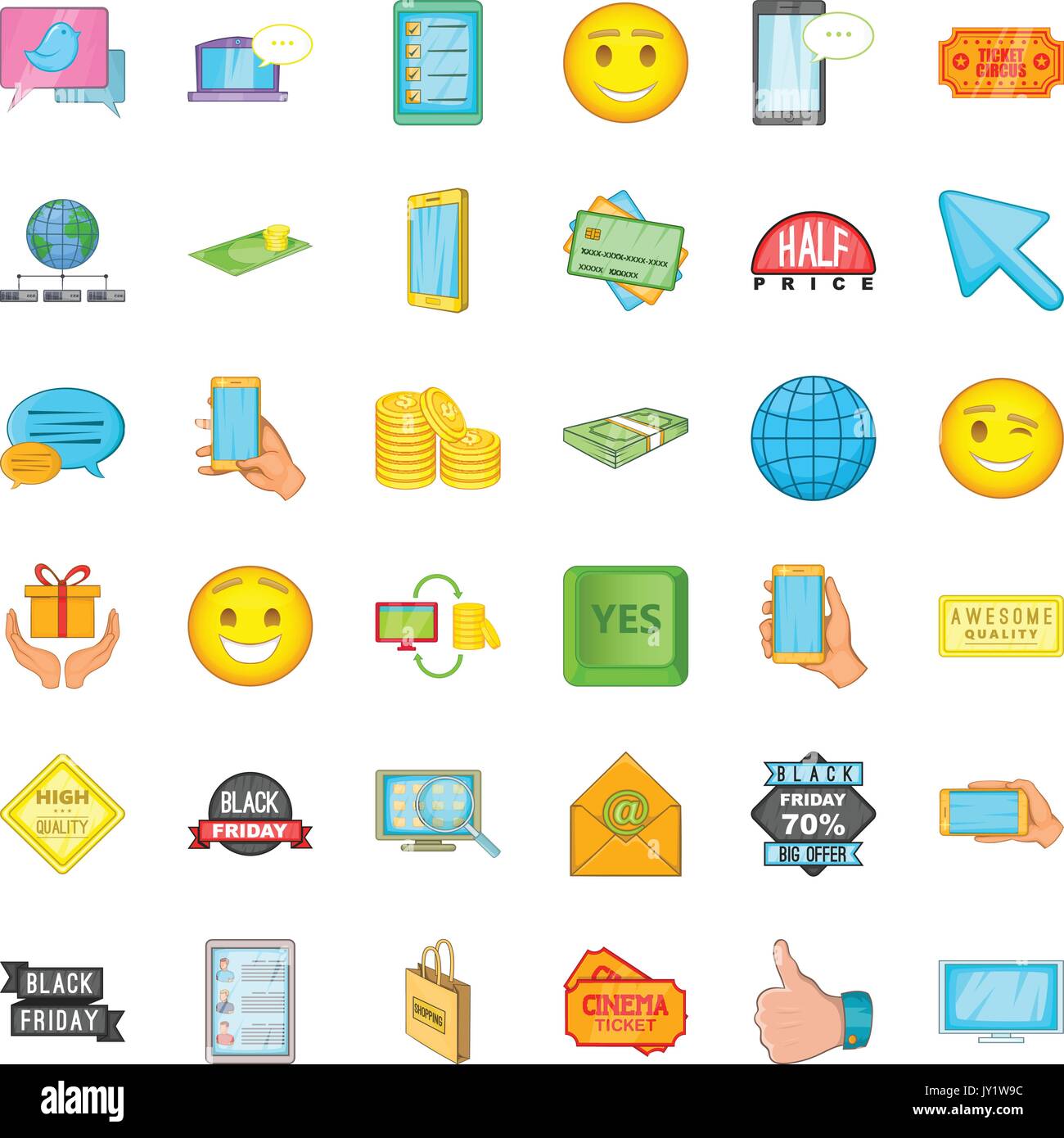 Online commerce icons set, cartoon style Stock Vector Image & Art - Alamy