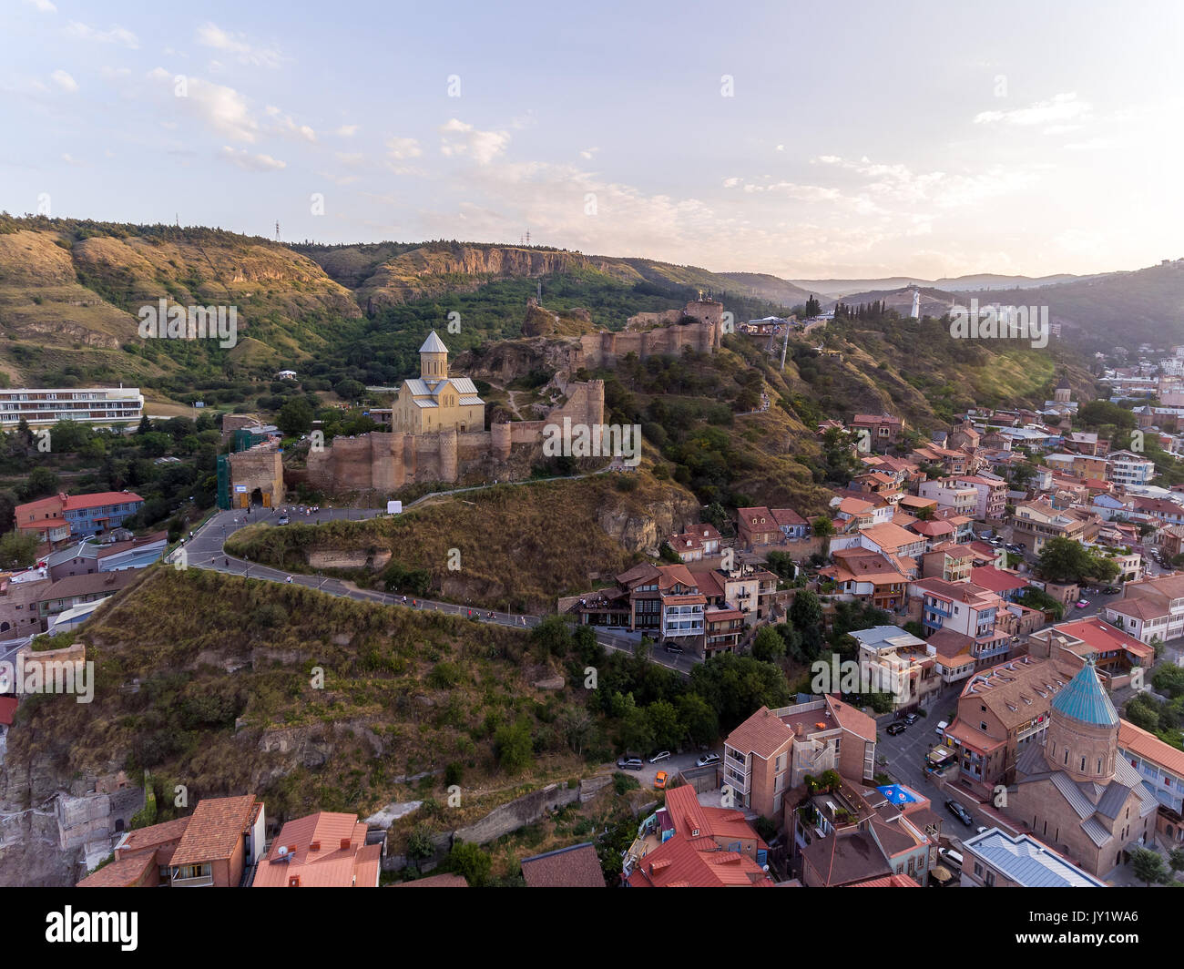 TBILISI capital of Georgia. Aerial view of center of Tbilisi Stock ...