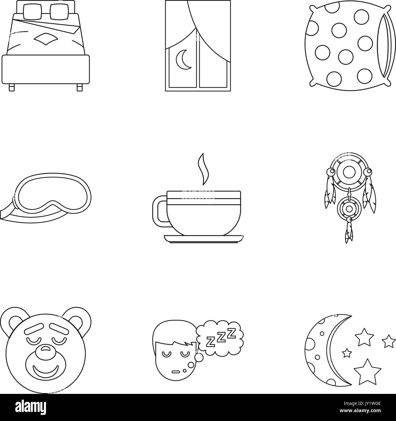 Sleep symbols icon set, outline style Stock Vector Image & Art - Alamy