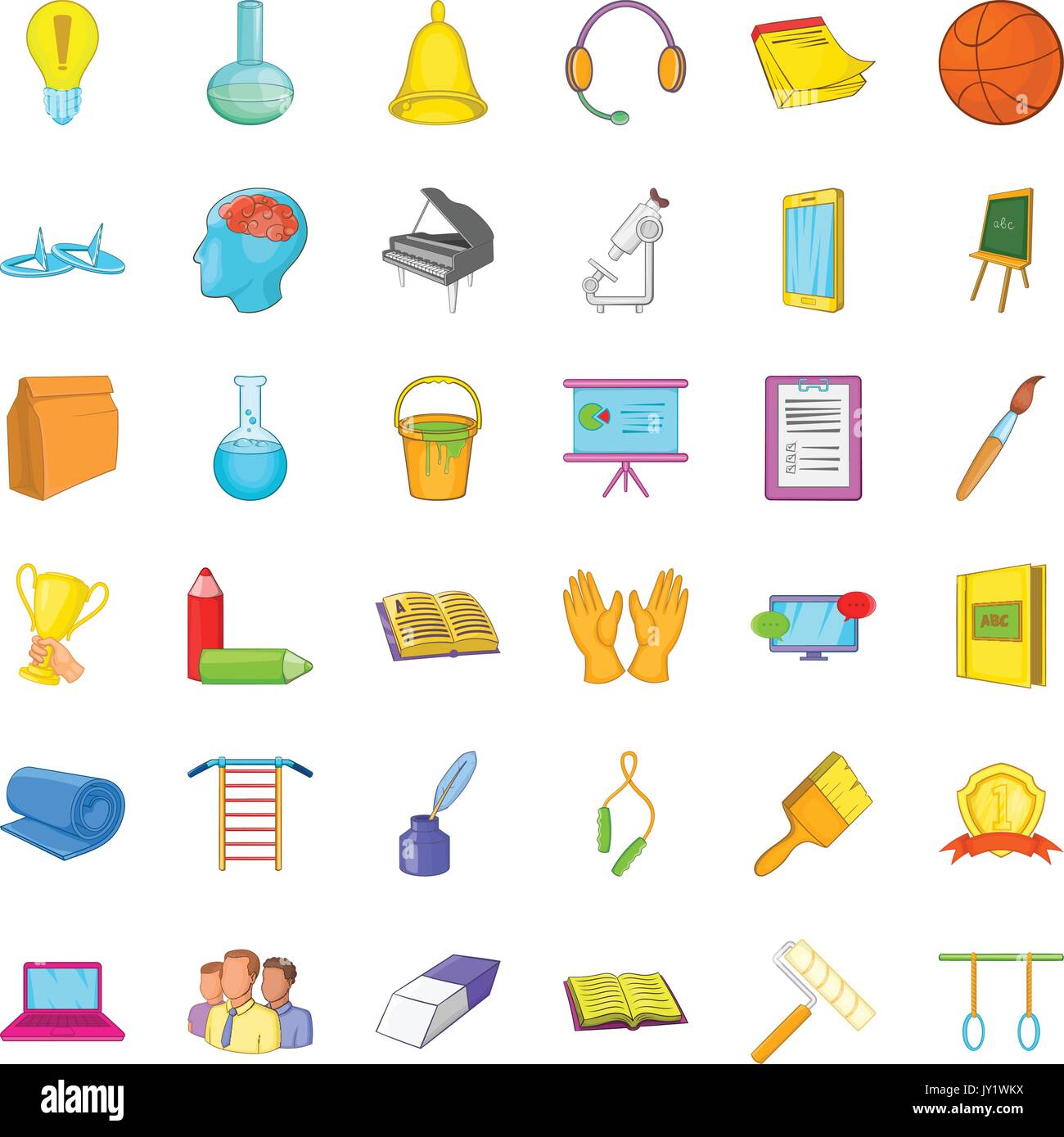 Education in school icons set, cartoon style Stock Vector Image & Art ...