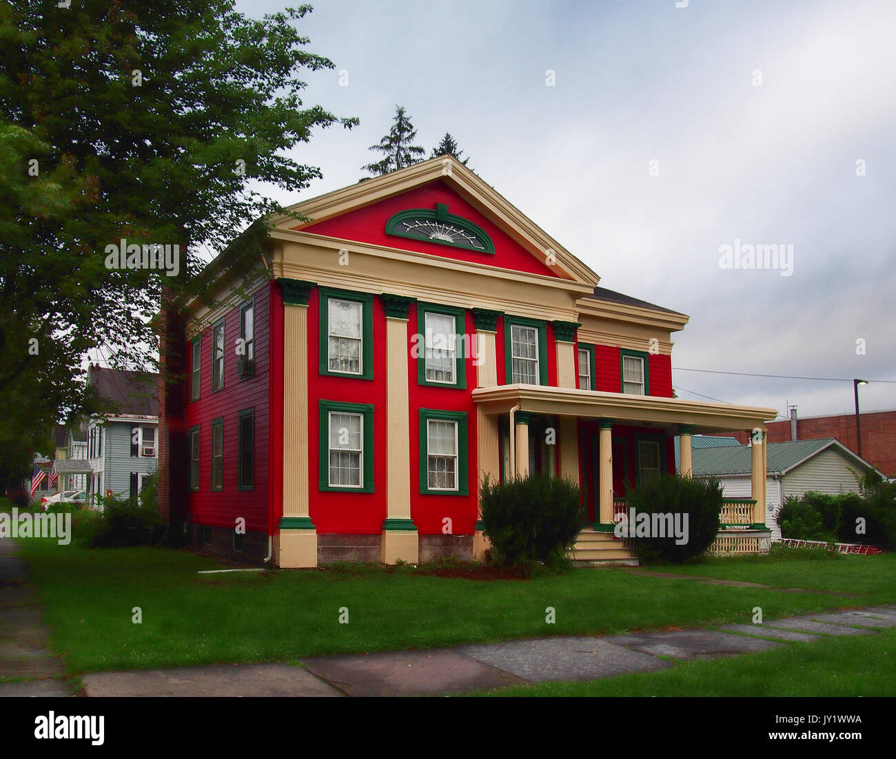 Newly remodeled brightly colored small town home Stock Photo - Alamy