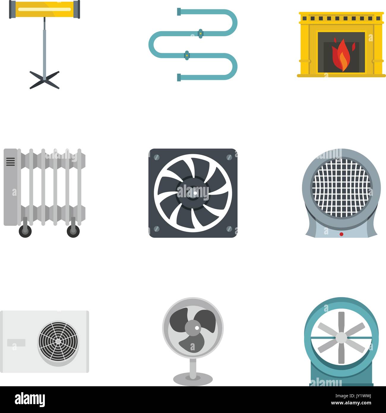 Heating cooling air icon set, flat style Stock Vector Image & Art - Alamy