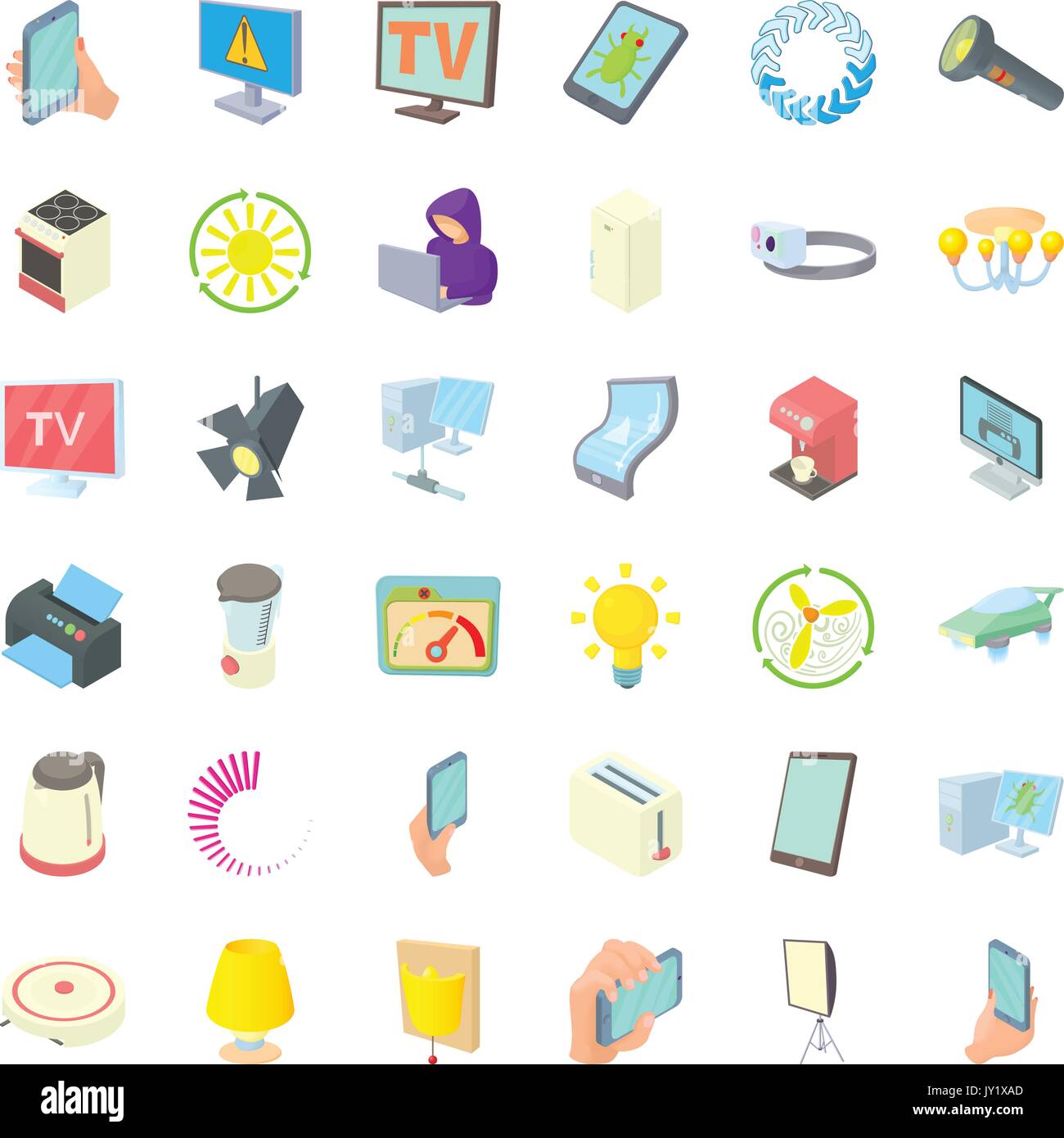 Electricity indicator icons set, cartoon style Stock Vector Image & Art ...