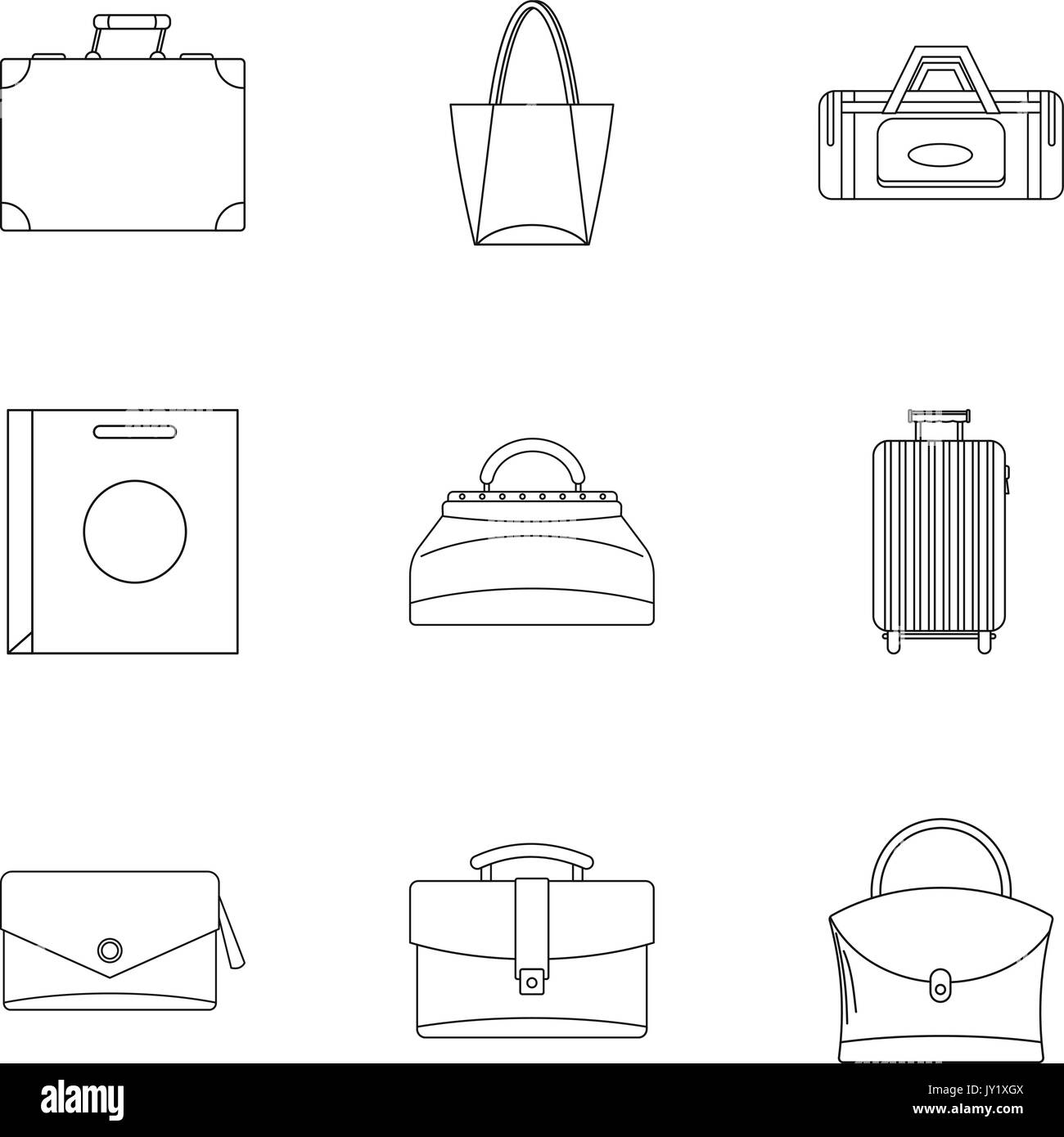 Bag types icon set, outline style Stock Vector Image & Art - Alamy