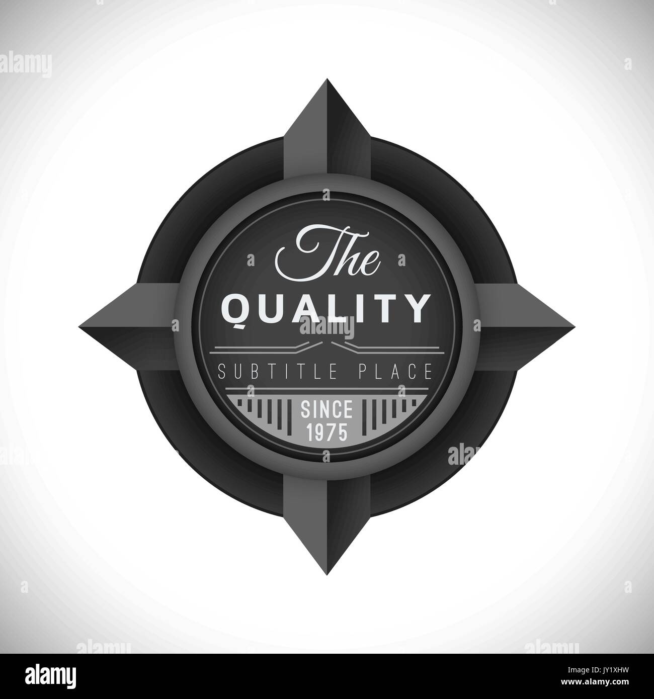 vector black colors flat design compass label decoration with shadows ...