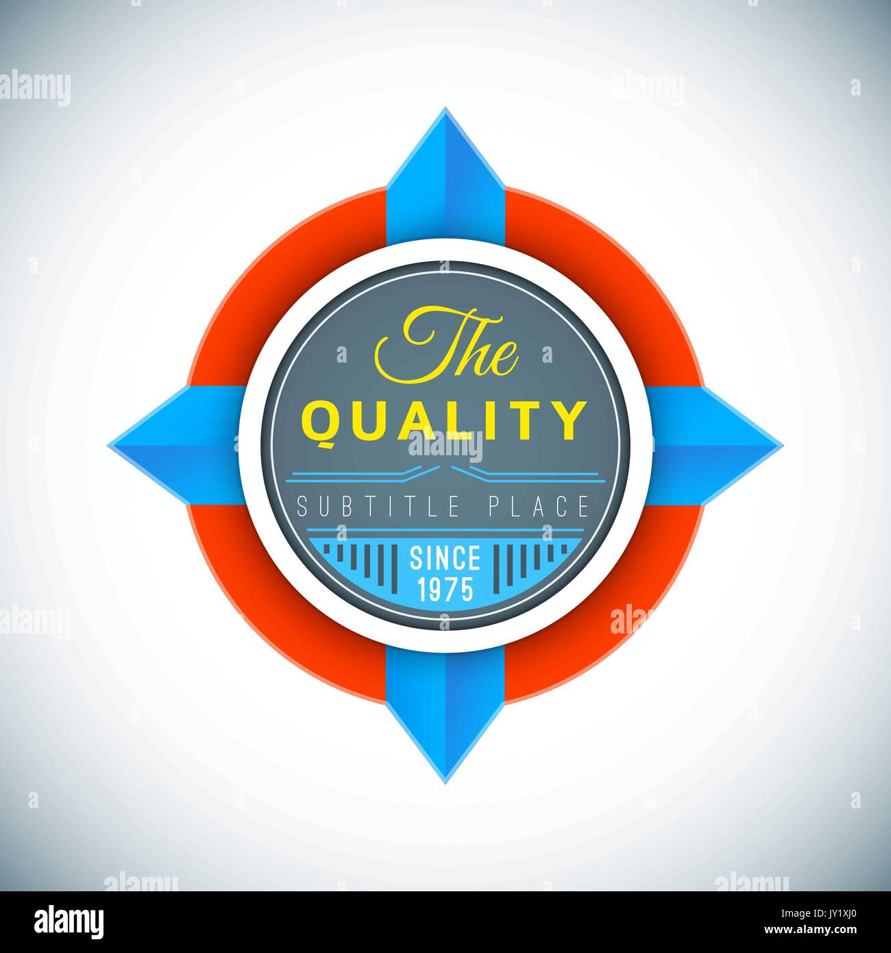 vector blue red colors flat design compass label decoration with ...