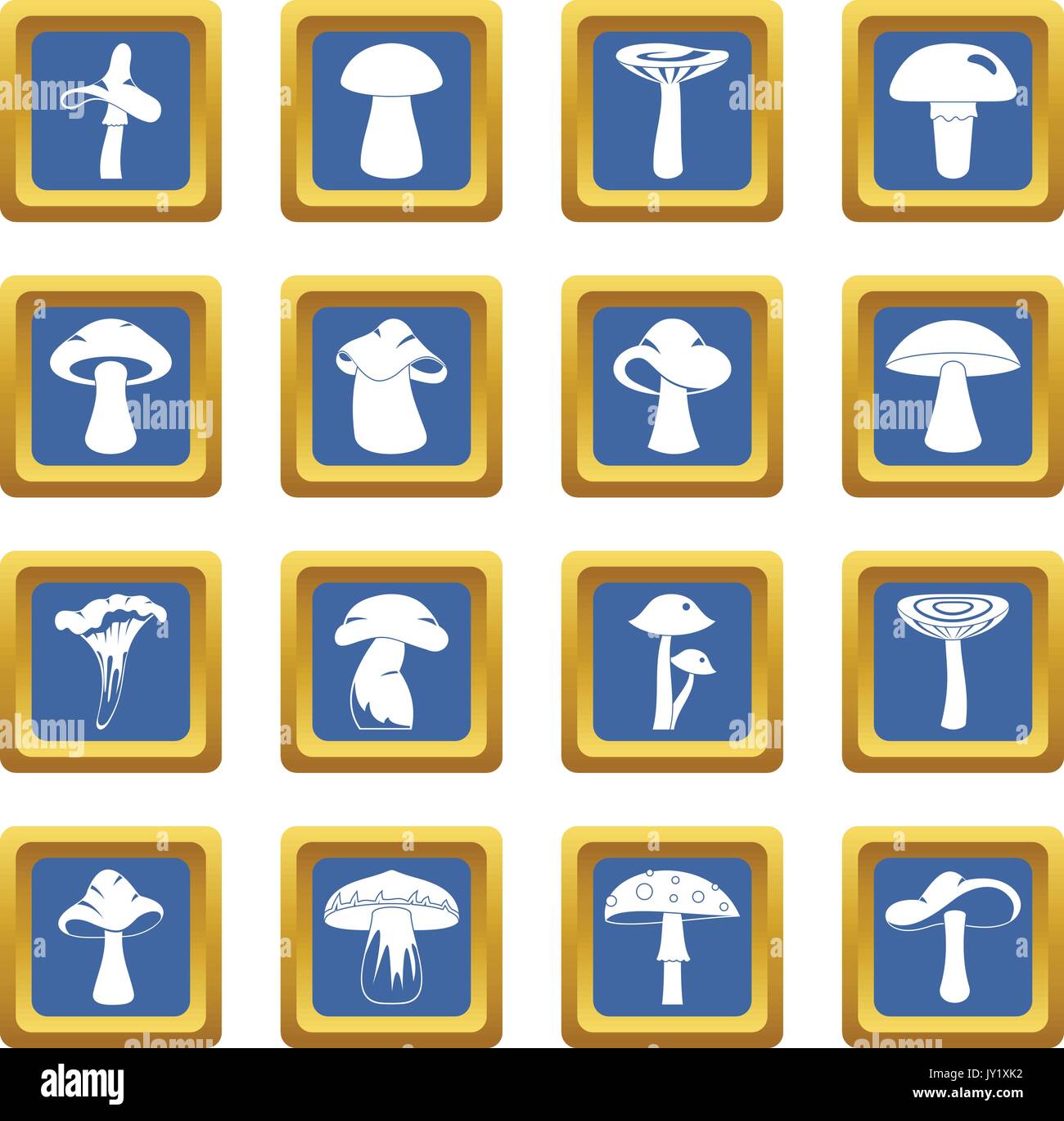 Mushroom icons set blue Stock Vector Image & Art - Alamy