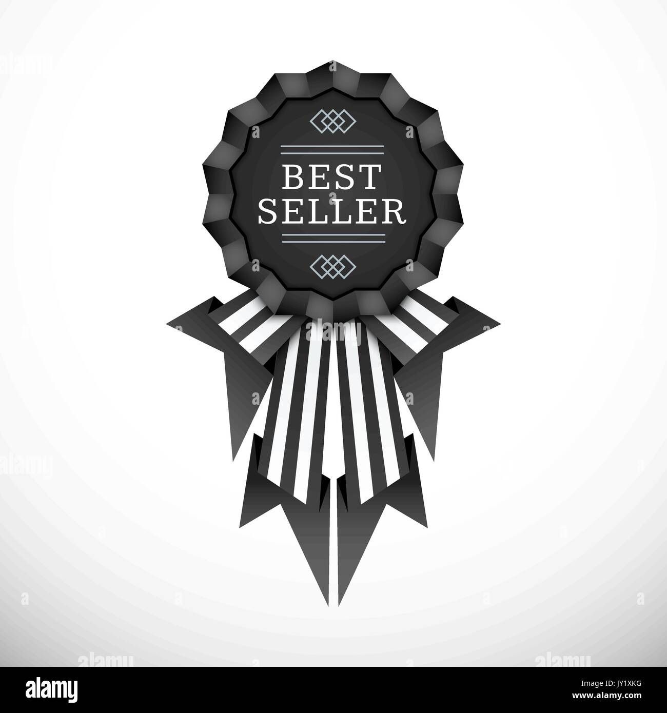 vector black colors flat design medal ribbons label decoration with ...